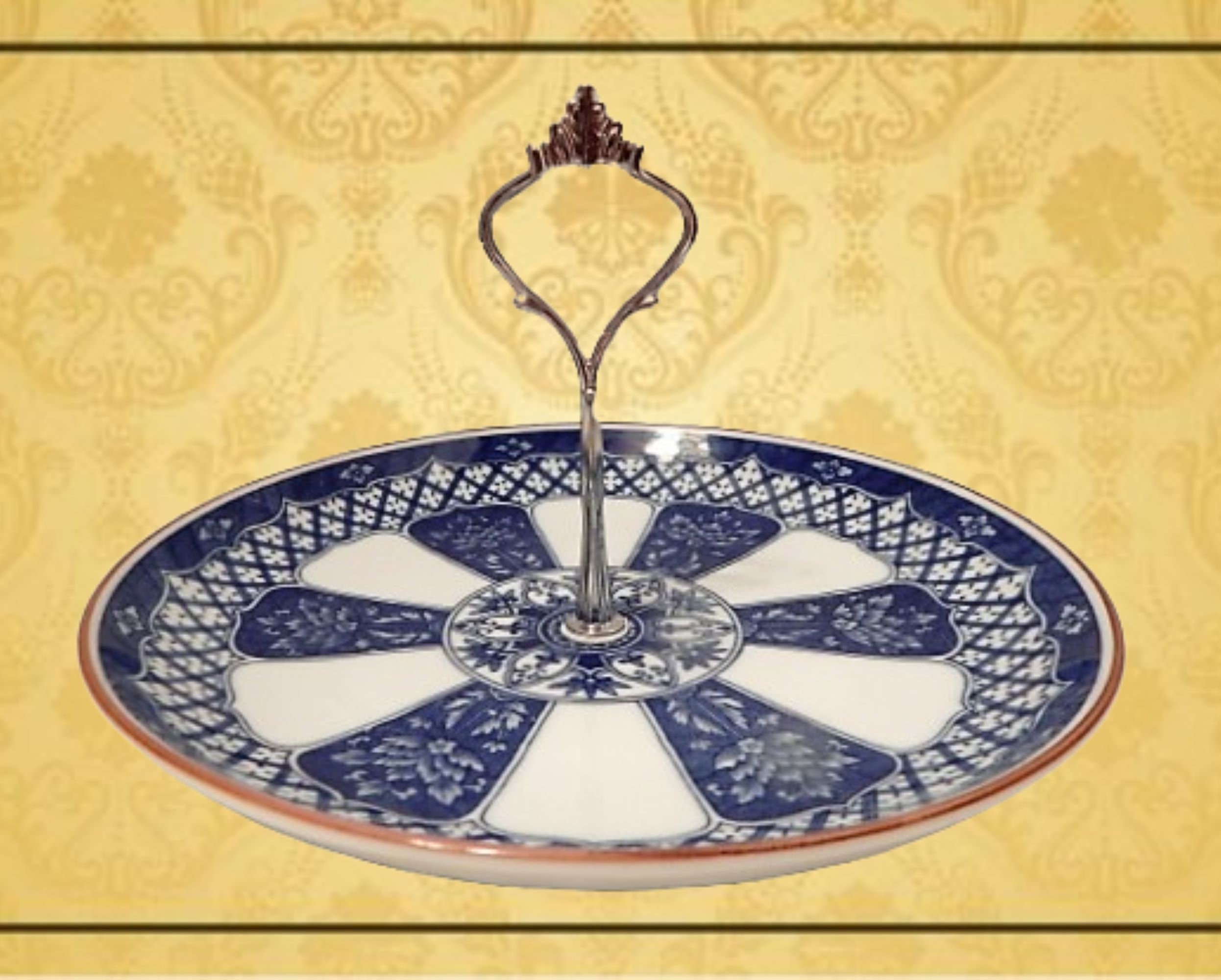 One Tier Snack Serving Plate Blue White Vintage Asian Upcycle - Etsy