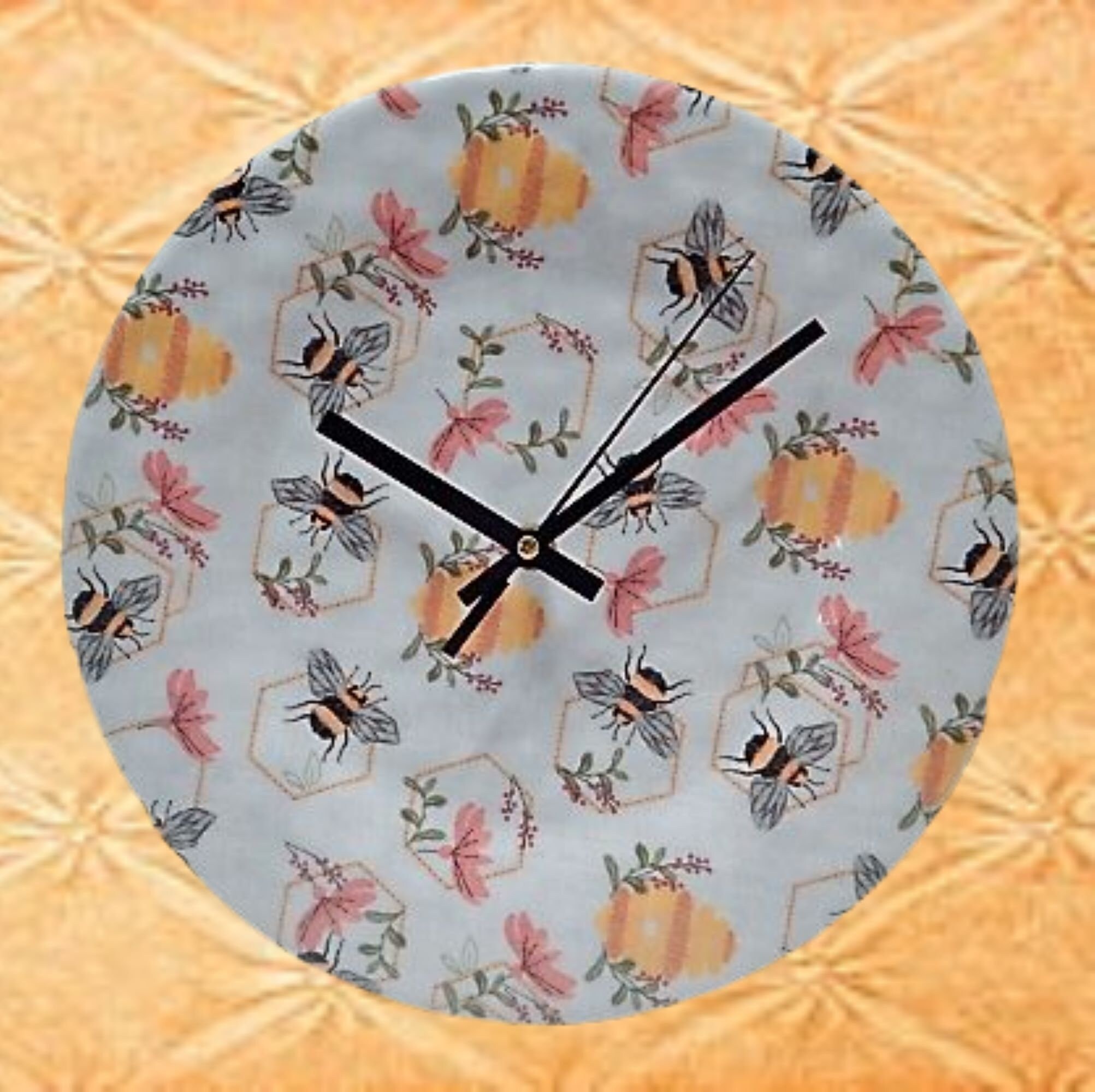 Honey Bee Beehive Electric Wall Hanging Clock 11 Yellow Black White ...