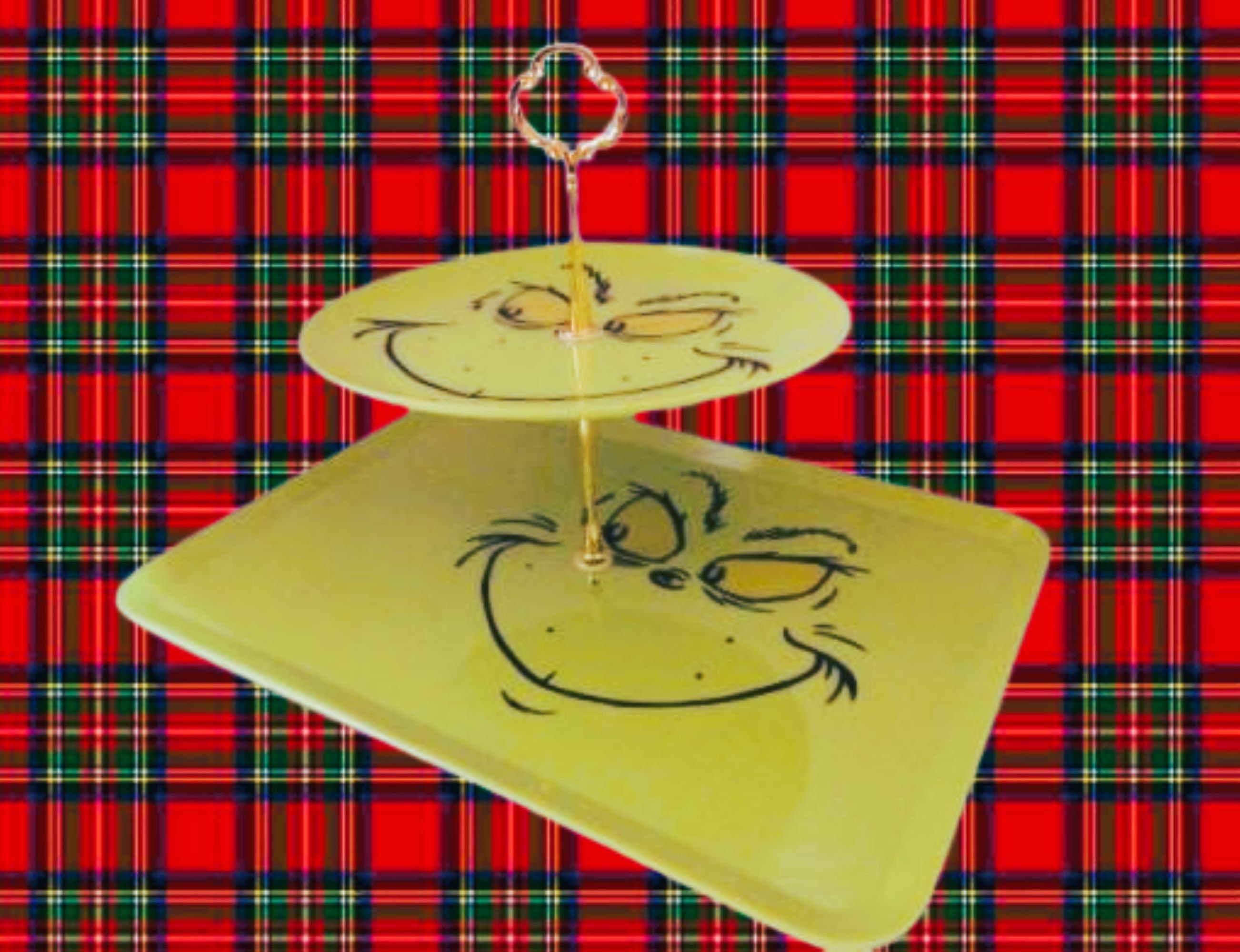 How the Grinch Stole Christmas 2 Tier Serving Dish Set 8 Round Plate 13 ...