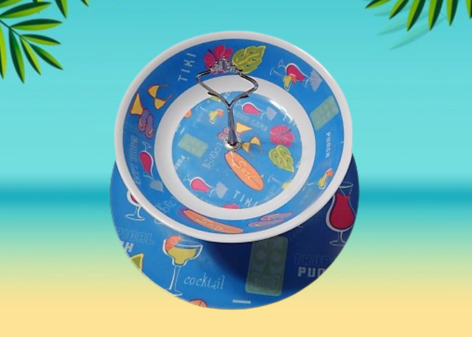 Two Tier TIKI BAR Serving Set Melamine Platter and Bowl Buffet - Etsy