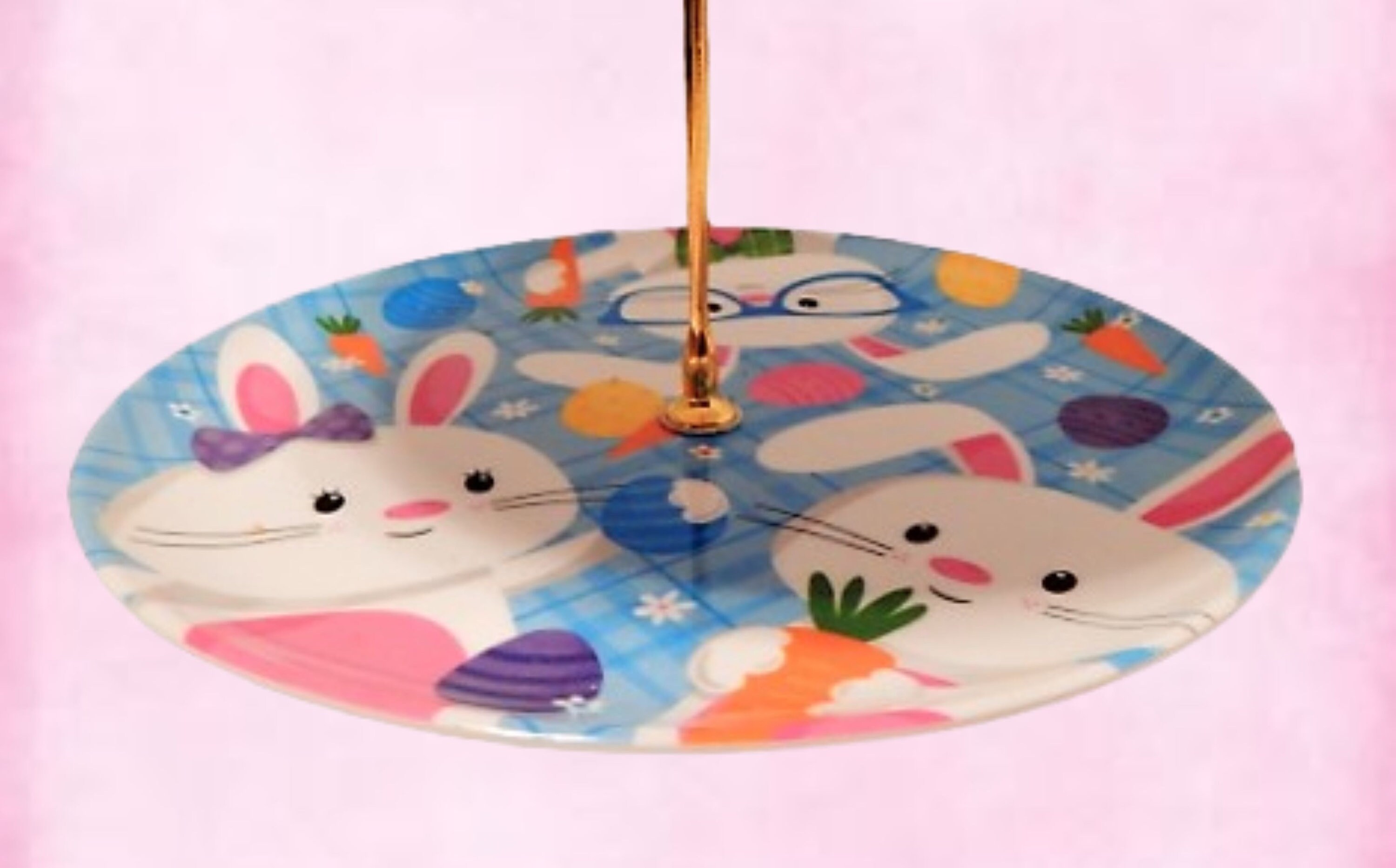 Two Tier Easter Serving Platter Set New Melamine Plaid and - Etsy
