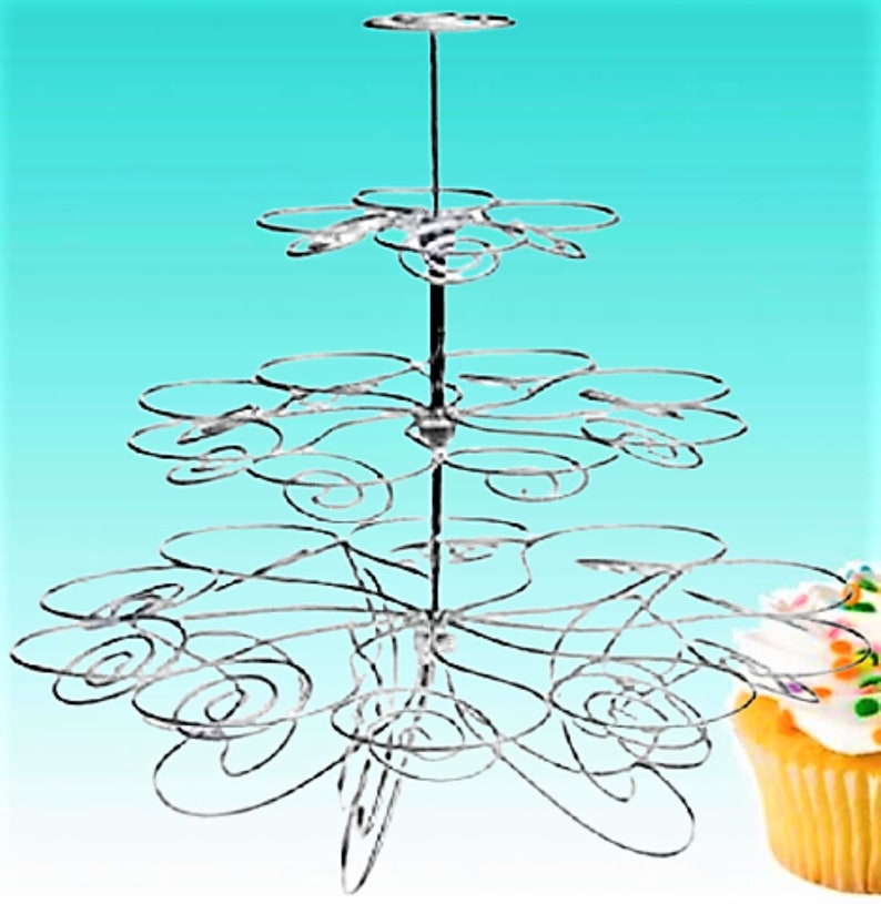 Cupcake Stand Silver Spiral Metal 4 Tier 23 Piece Dessert Tree - Etsy