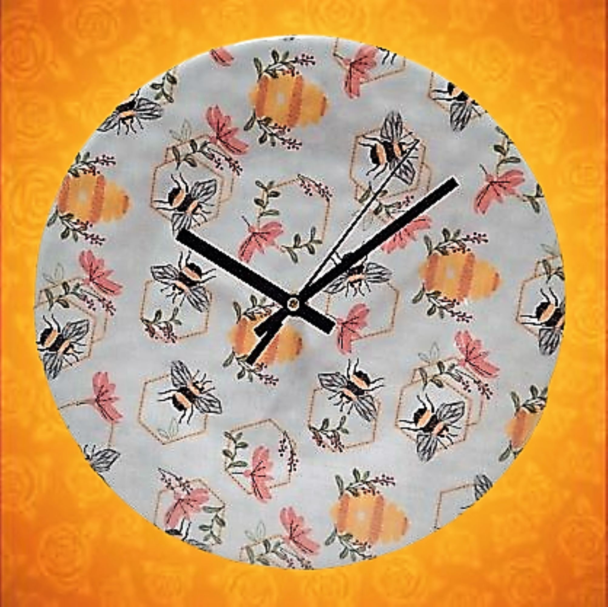 Honey Bee Beehive Electric Wall Hanging Clock 11 Yellow Black White ...
