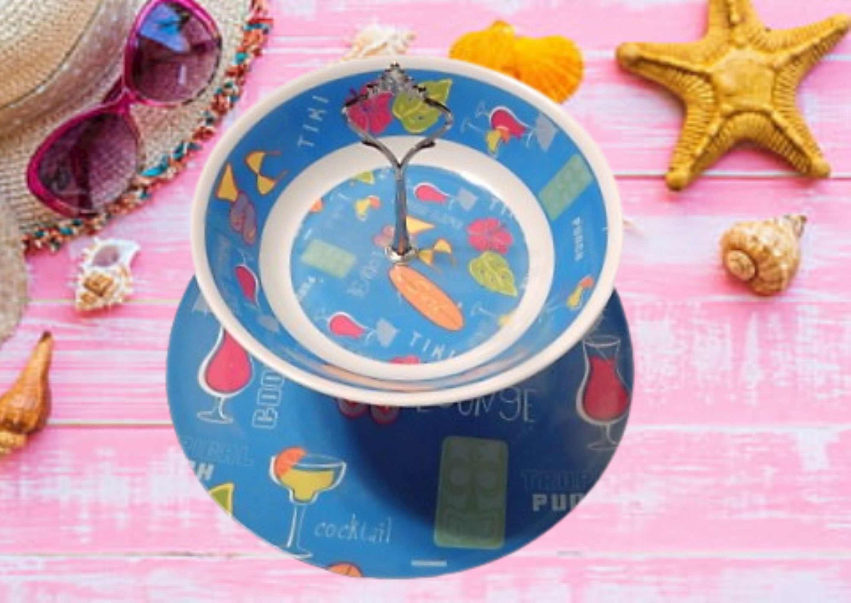 Two Tier TIKI BAR Serving Set Melamine Platter and Bowl Buffet - Etsy