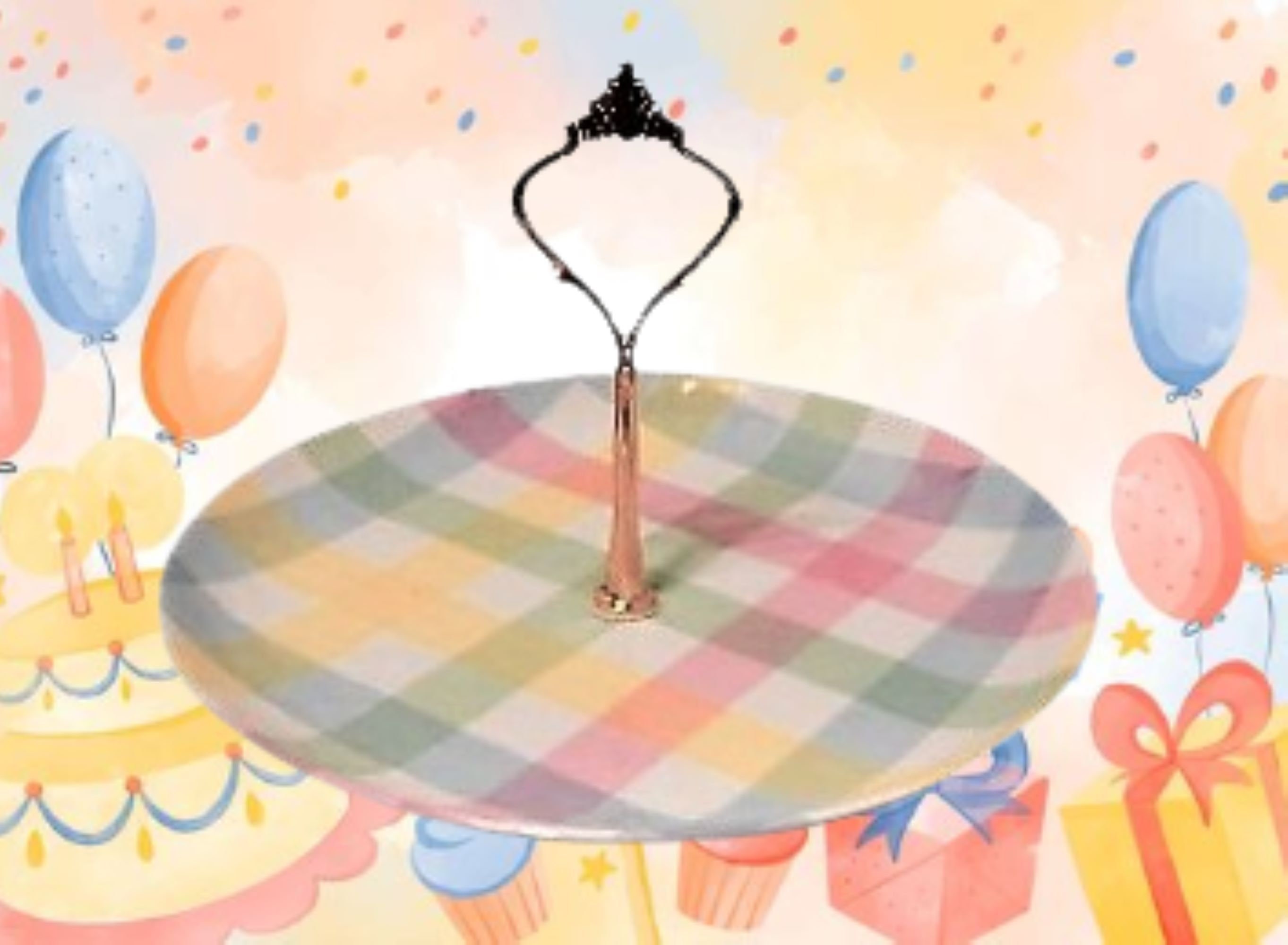 Two Tier Easter Serving Platter Set New Melamine Plaid and - Etsy