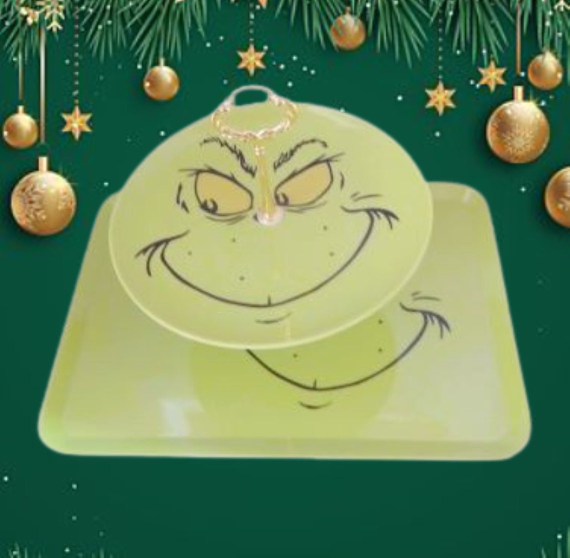 How the Grinch Stole Christmas 2 Tier Serving Dish Set 8 Round Plate 13 ...