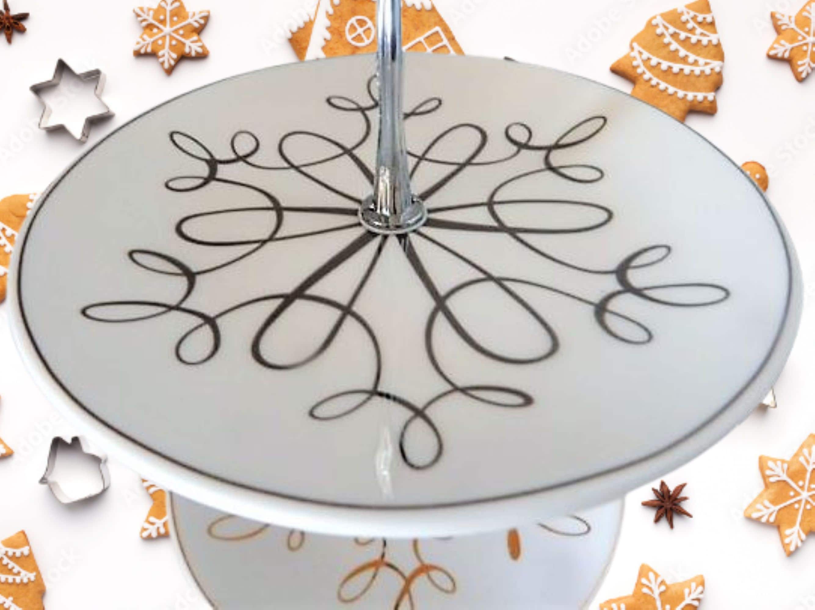 Two Tier Snack Serving Set Silver and Gold Snowflake China Plates ...