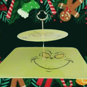 How the Grinch Stole Christmas 2 Tier Serving Dish Set 8 Round Plate 13 ...
