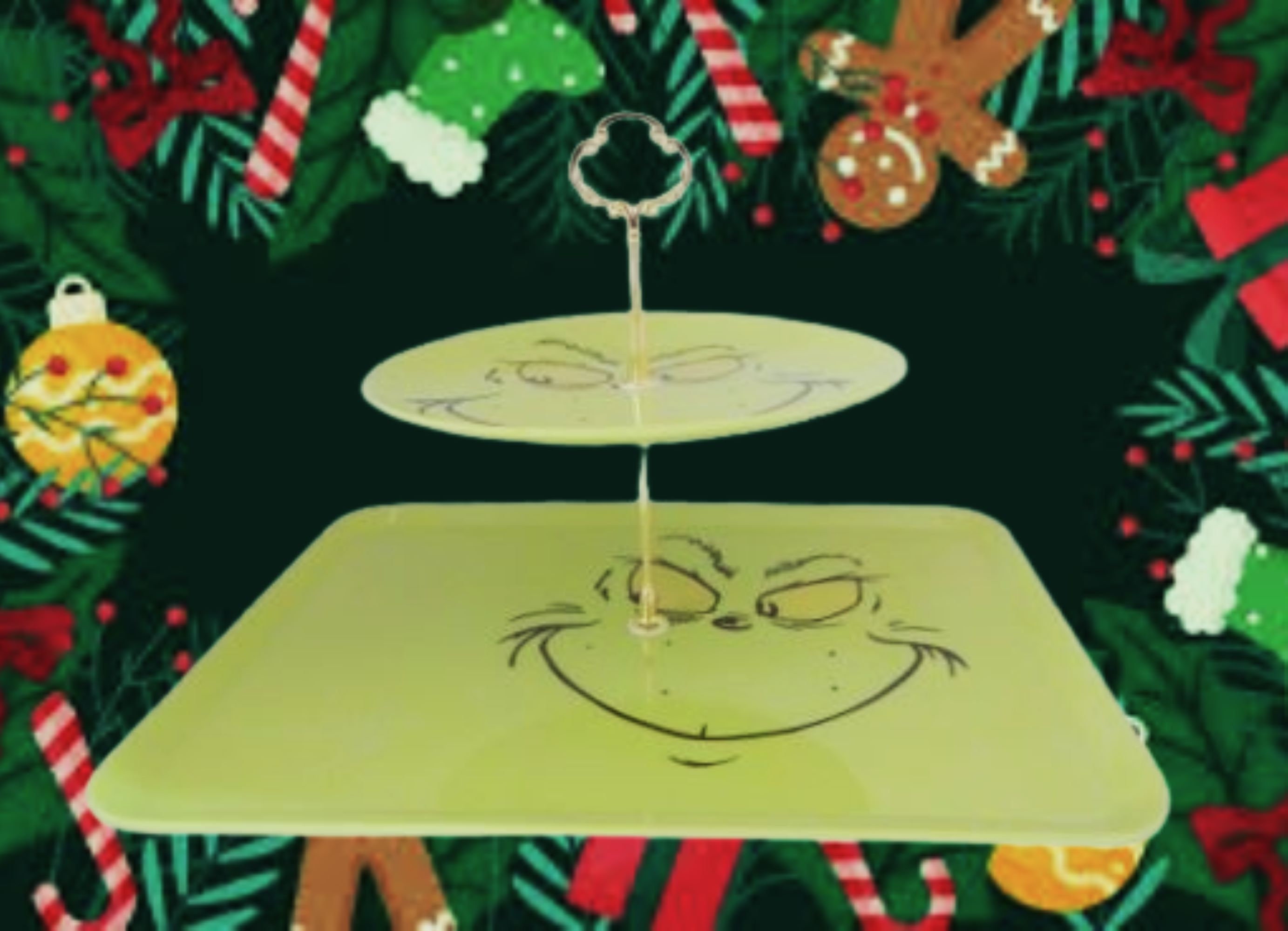 How the Grinch Stole Christmas 2 Tier Serving Dish Set 8 Round Plate 13 ...