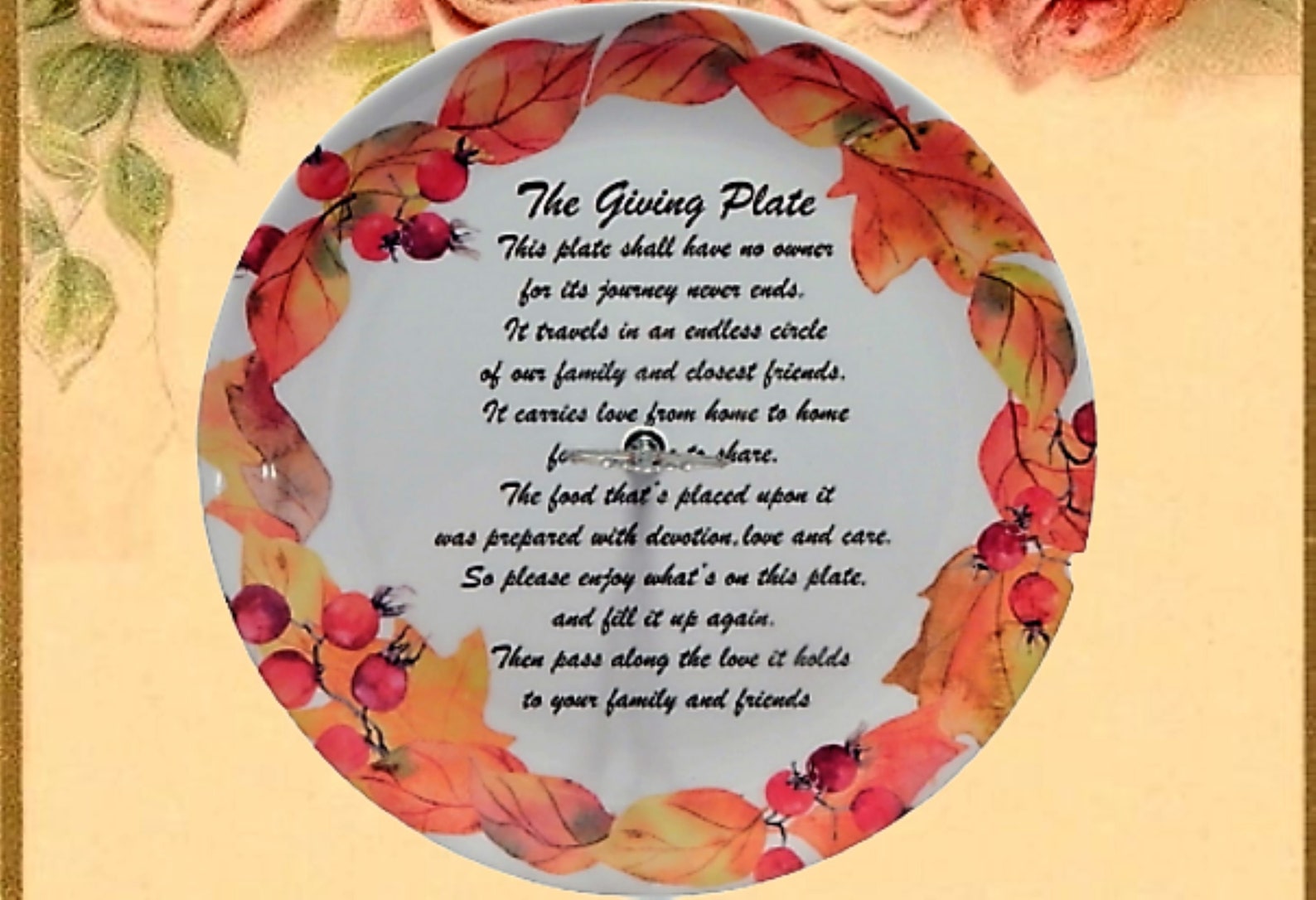 Fall Foliage GIVING PLATE Yellow and Orange Leaves Serving Platter ...