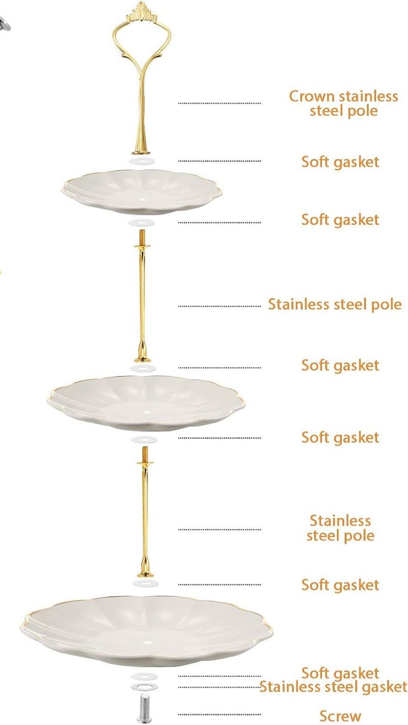 Tier Plate Hardware Silver Gold Black Pink Metal Florentine or Crown ...