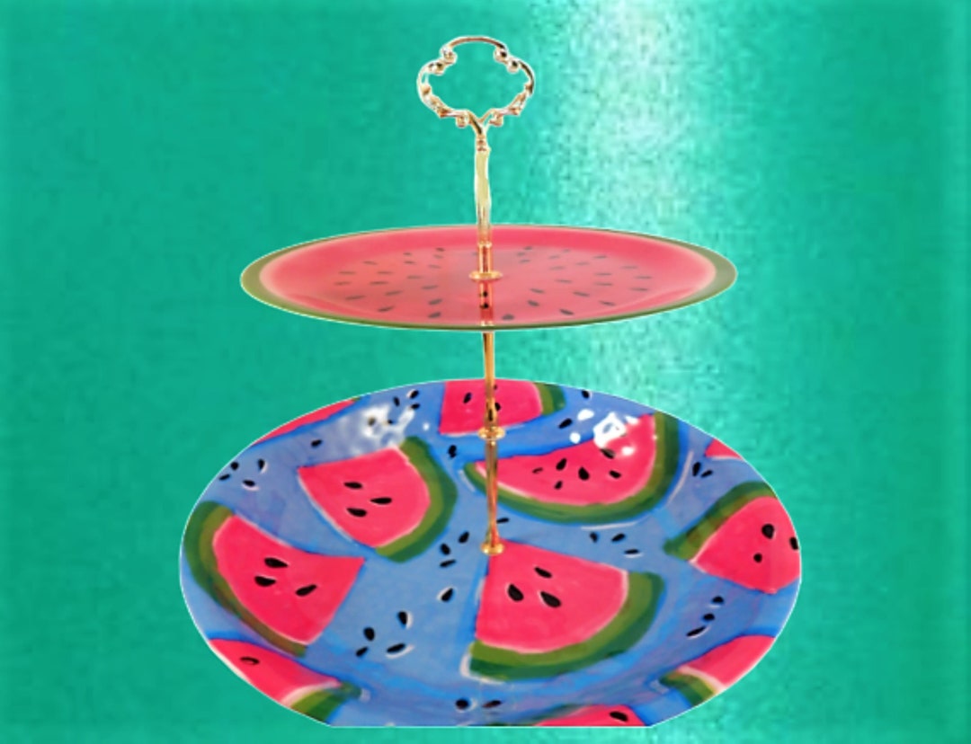 Two Tier Serving Set New Melamine Watermelon Fruit Big Bowl and Plate ...