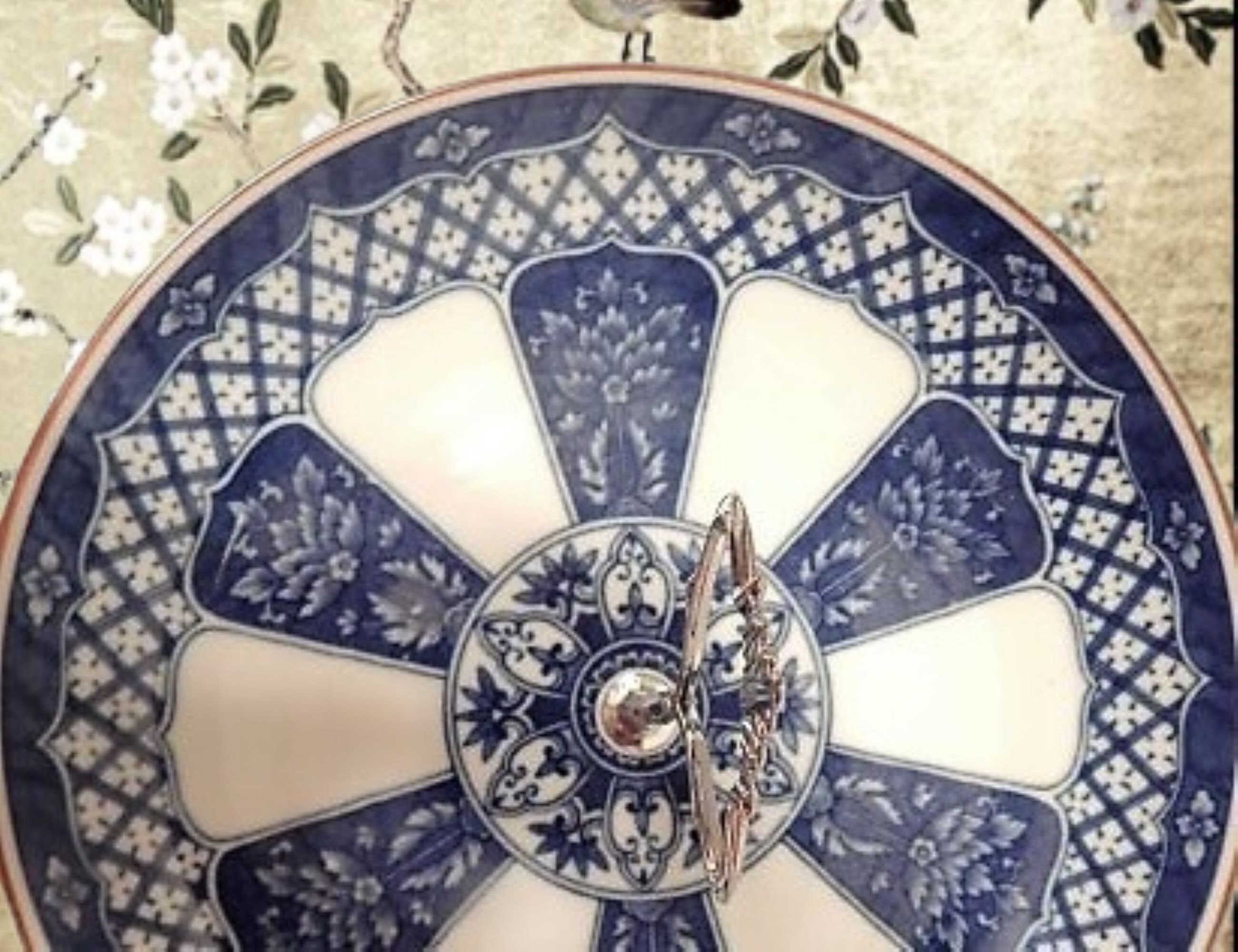 One Tier Snack Serving Plate Blue White Vintage Asian Upcycle - Etsy