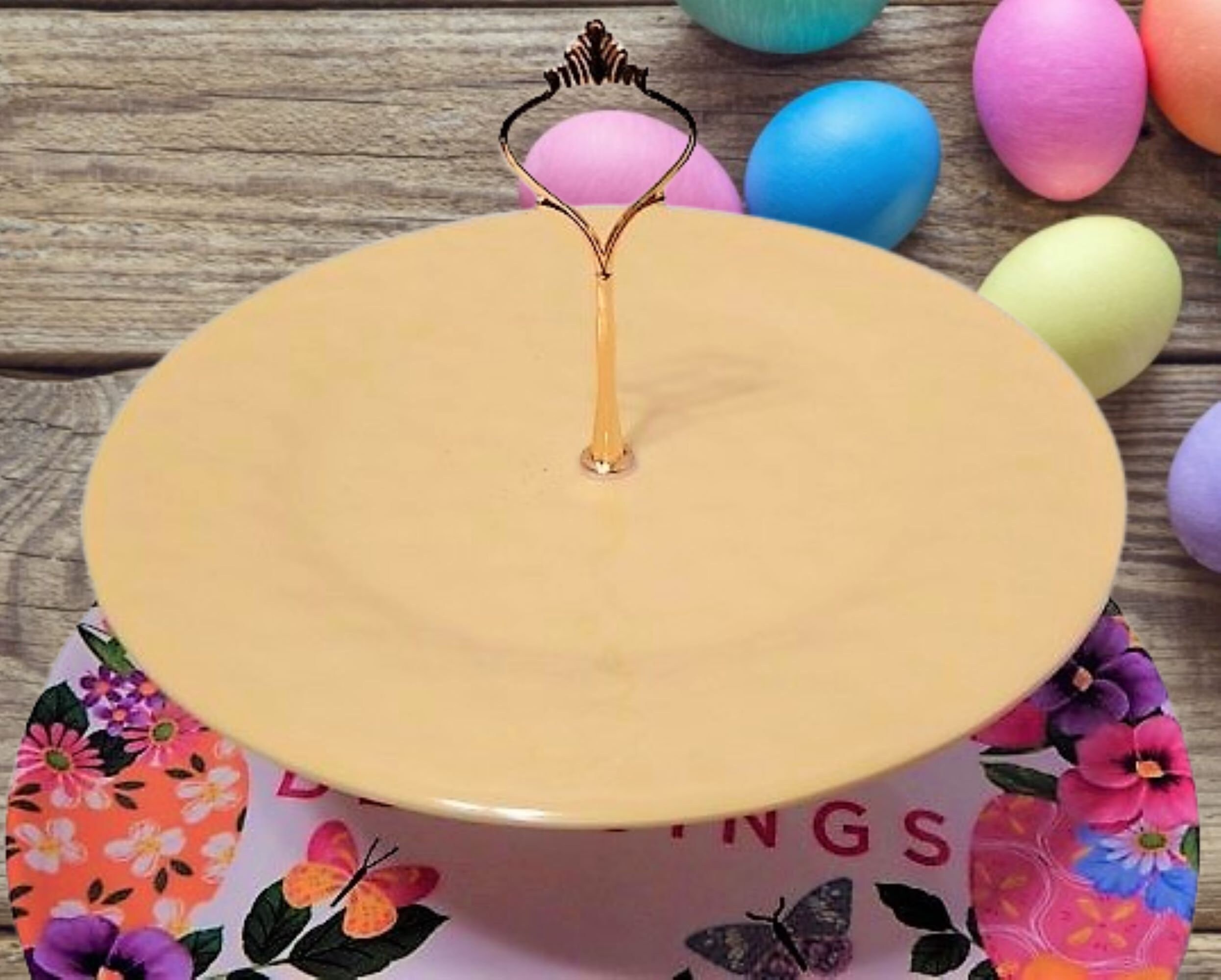 Two Tier Serving Platter Set New 14 Easter Blessings Floral and 9.5 ...