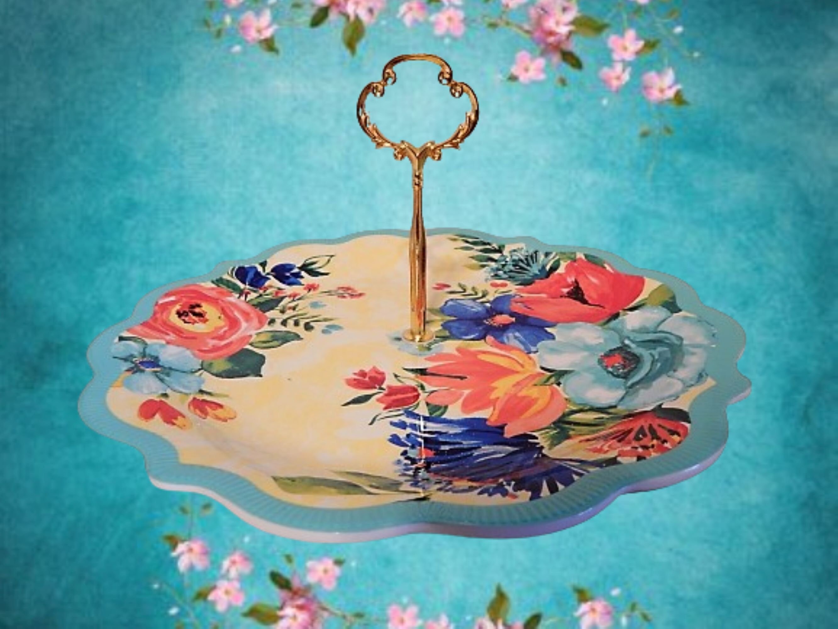 Single Tier Serving Dish New Pioneer Woman Delaney Teal Plate - Etsy