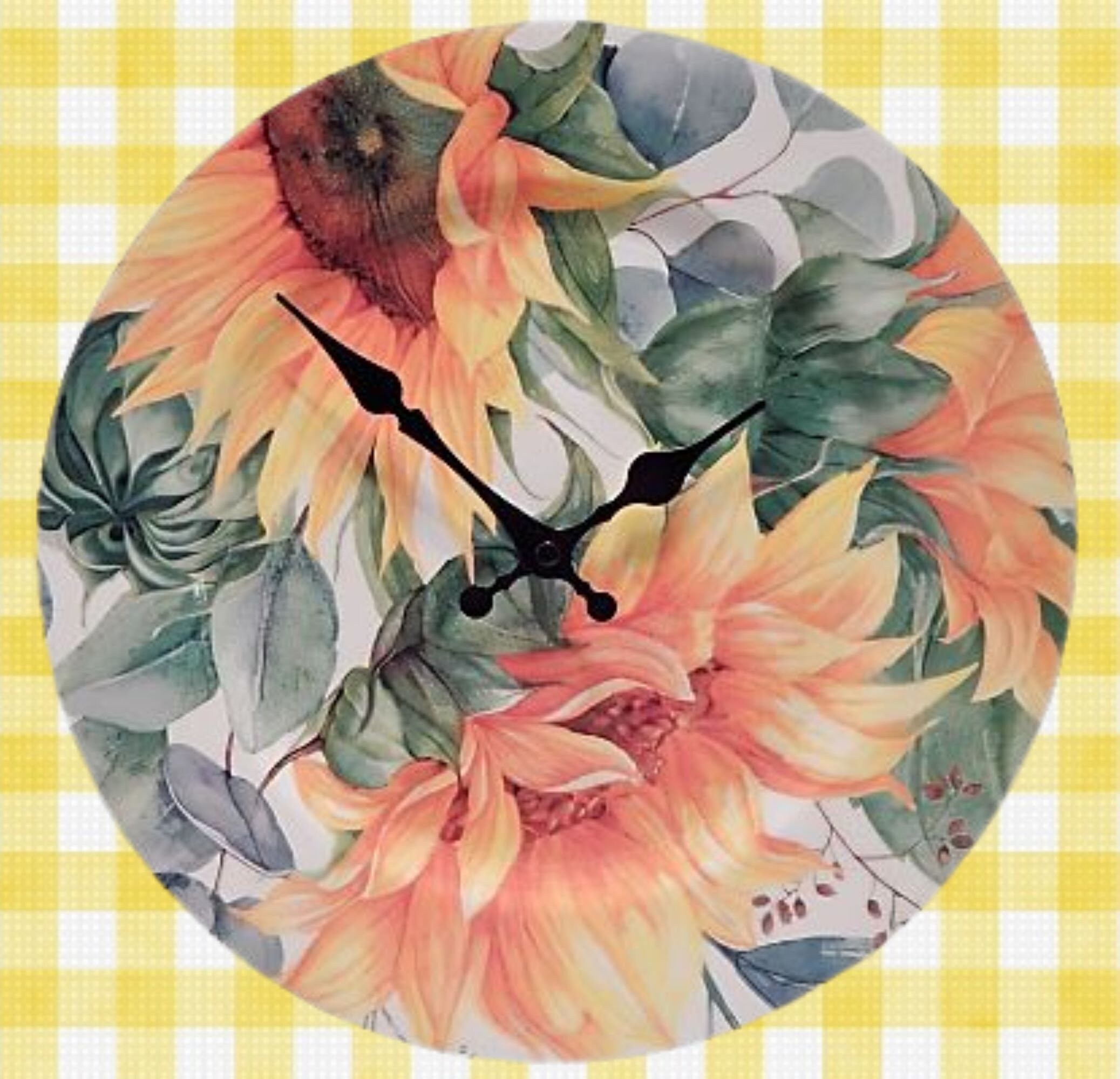 Sunflowers Electric Wall Hanging Clock 13 Yellow and - Etsy