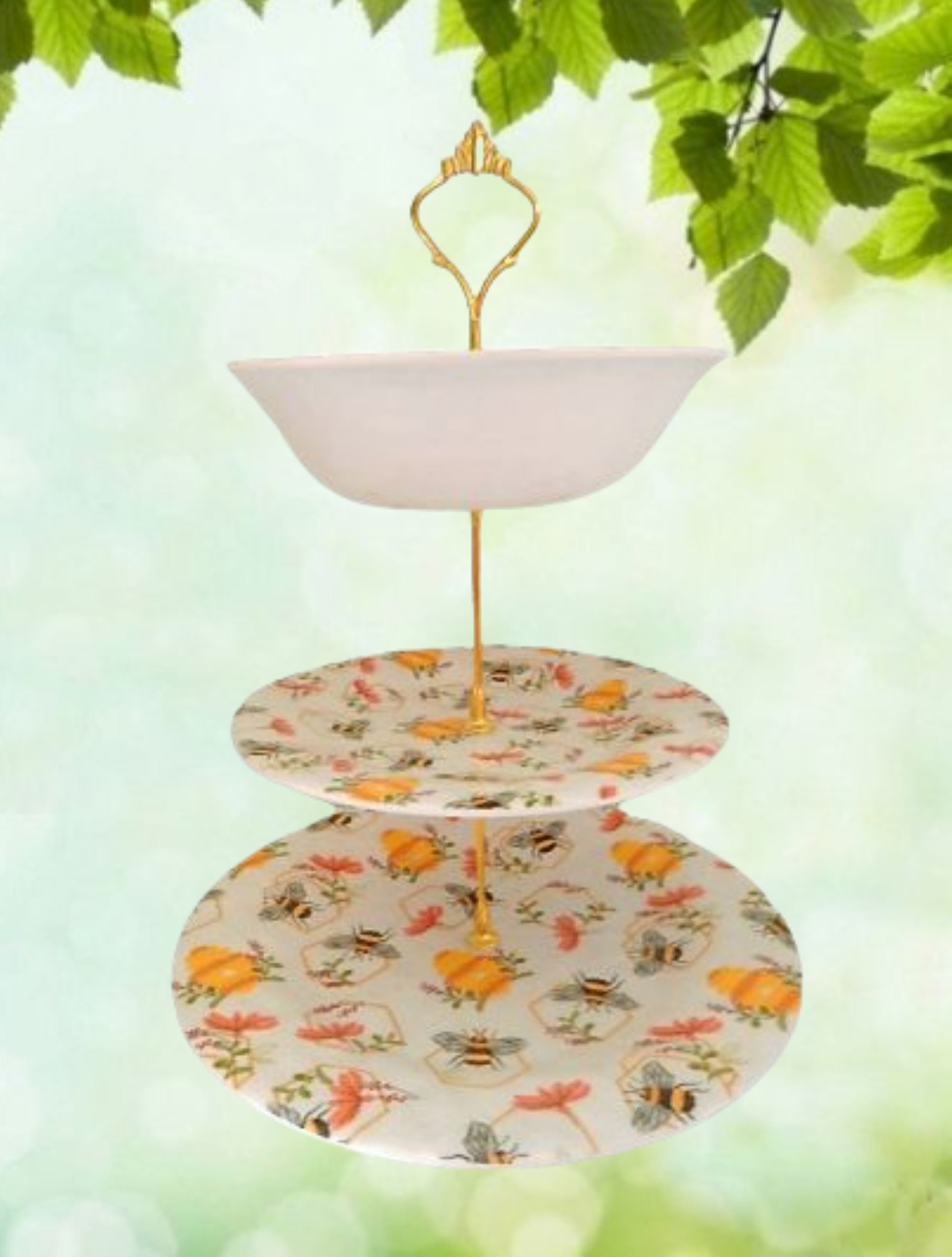 Two or Three Tier Snack Serving Set New Yellow Honey Bee Hive Melamine ...