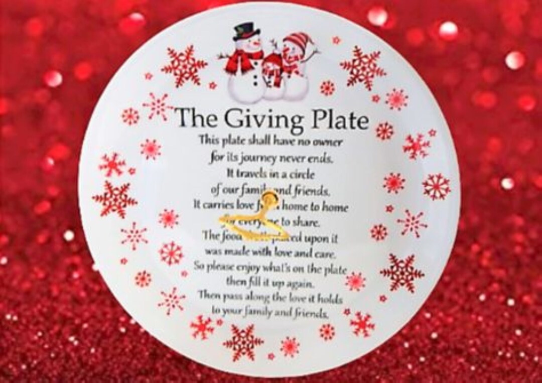 Snowman GIVING PLATE Red and White Serving Platter Hostess Gift ...