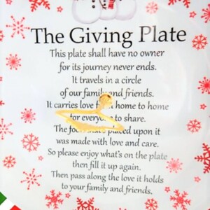 Snowman GIVING PLATE Red and White Serving Platter Hostess Gift ...