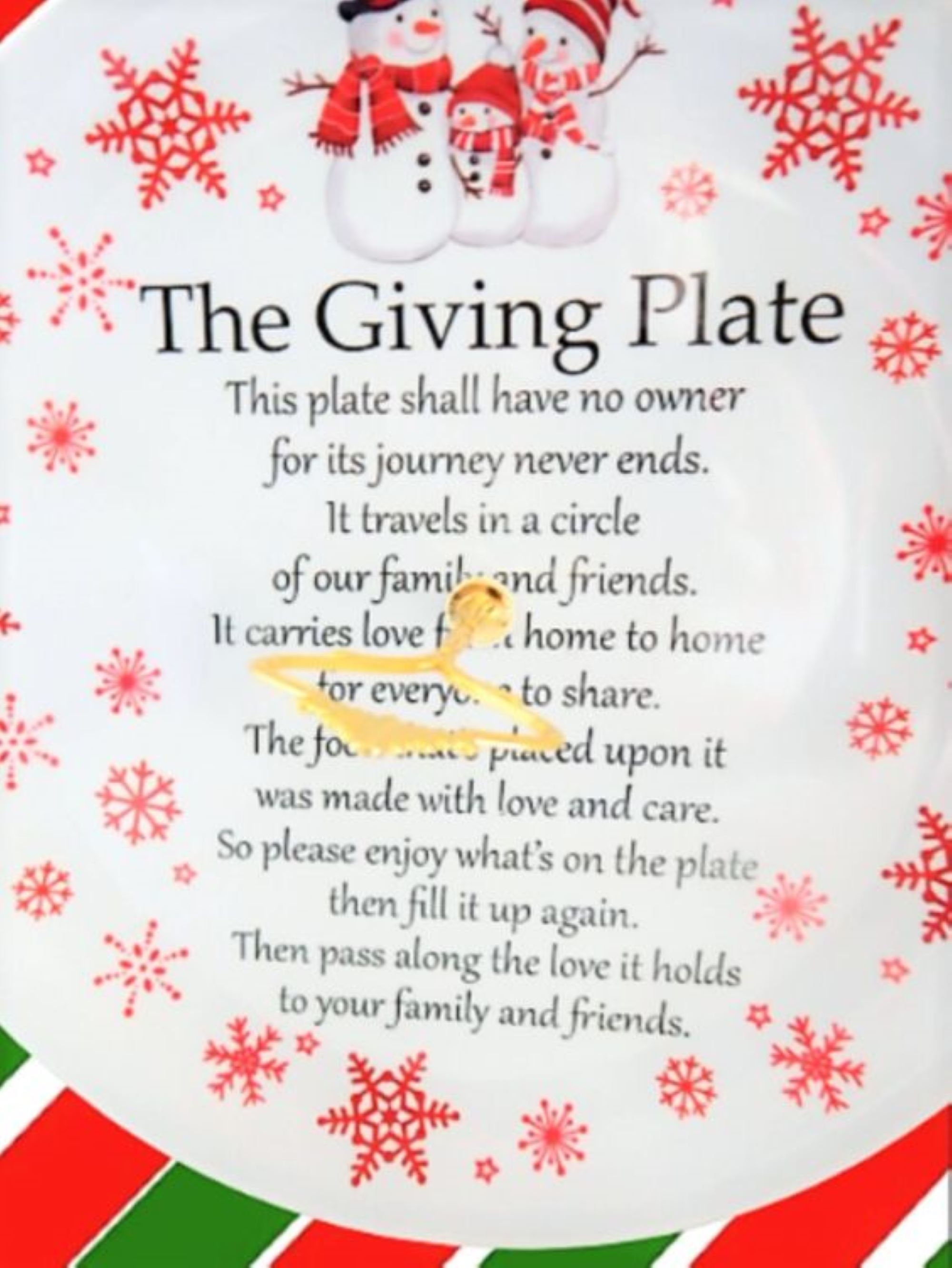 Snowman GIVING PLATE Red and White Serving Platter Hostess Gift ...