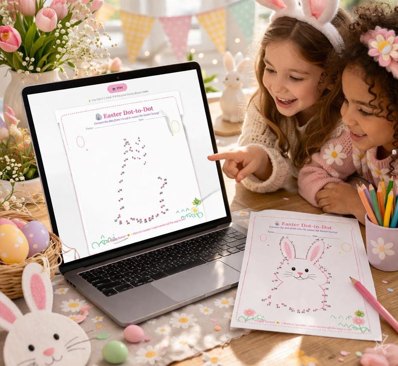 Easter Bunny Dot to Dot Printable | Kids Connect the Dots Activity ...