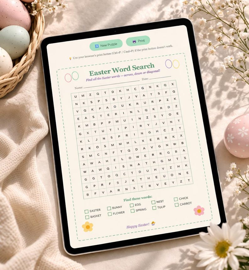 Easter Word Search Printable for Kids | New Puzzle Every Time | Digital ...