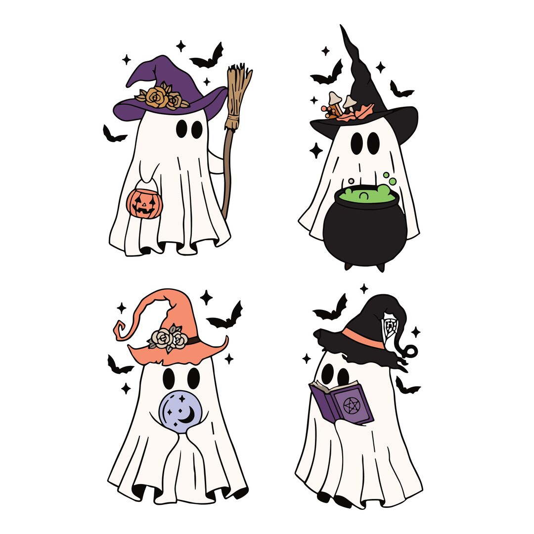 Witch Ghosts Png, Halloween Ghosts Svg, Cute Ghost Png, Halloween Witch ...