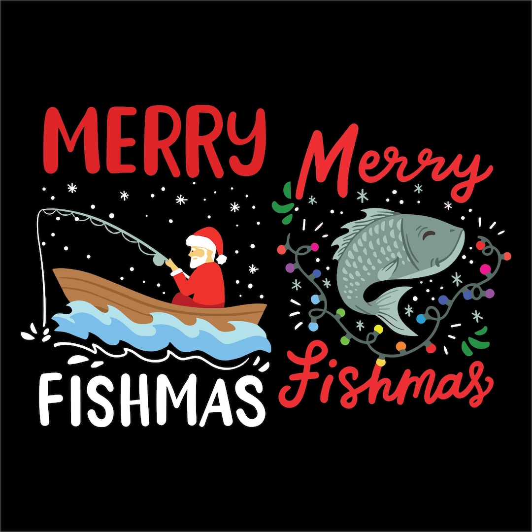 Christmas Fishing Printable SVG, Fish Santa Hat PNG, Christmas Santa ...