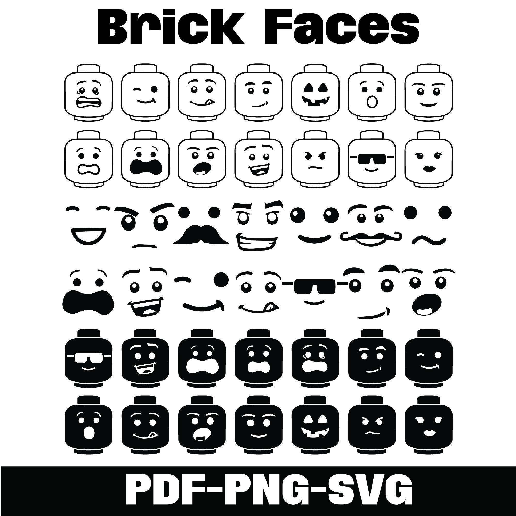 Brick Faces Svg, Kids, Toys, Building Blocks Svg, Brick Characters Face ...