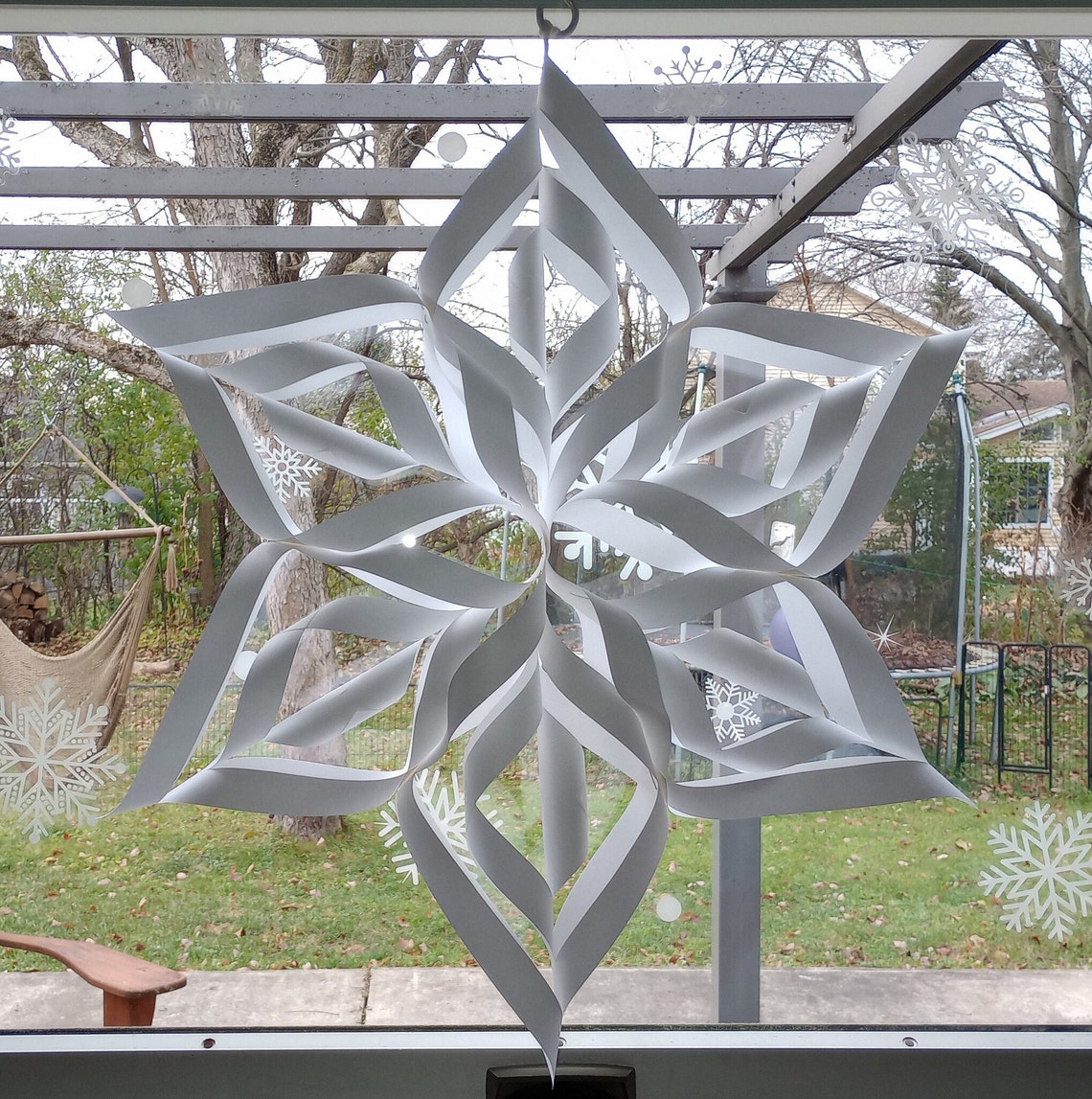 Set of 3 DIY Large Paper Snowflakes,pre-cut,kit for DIY Decoration ...