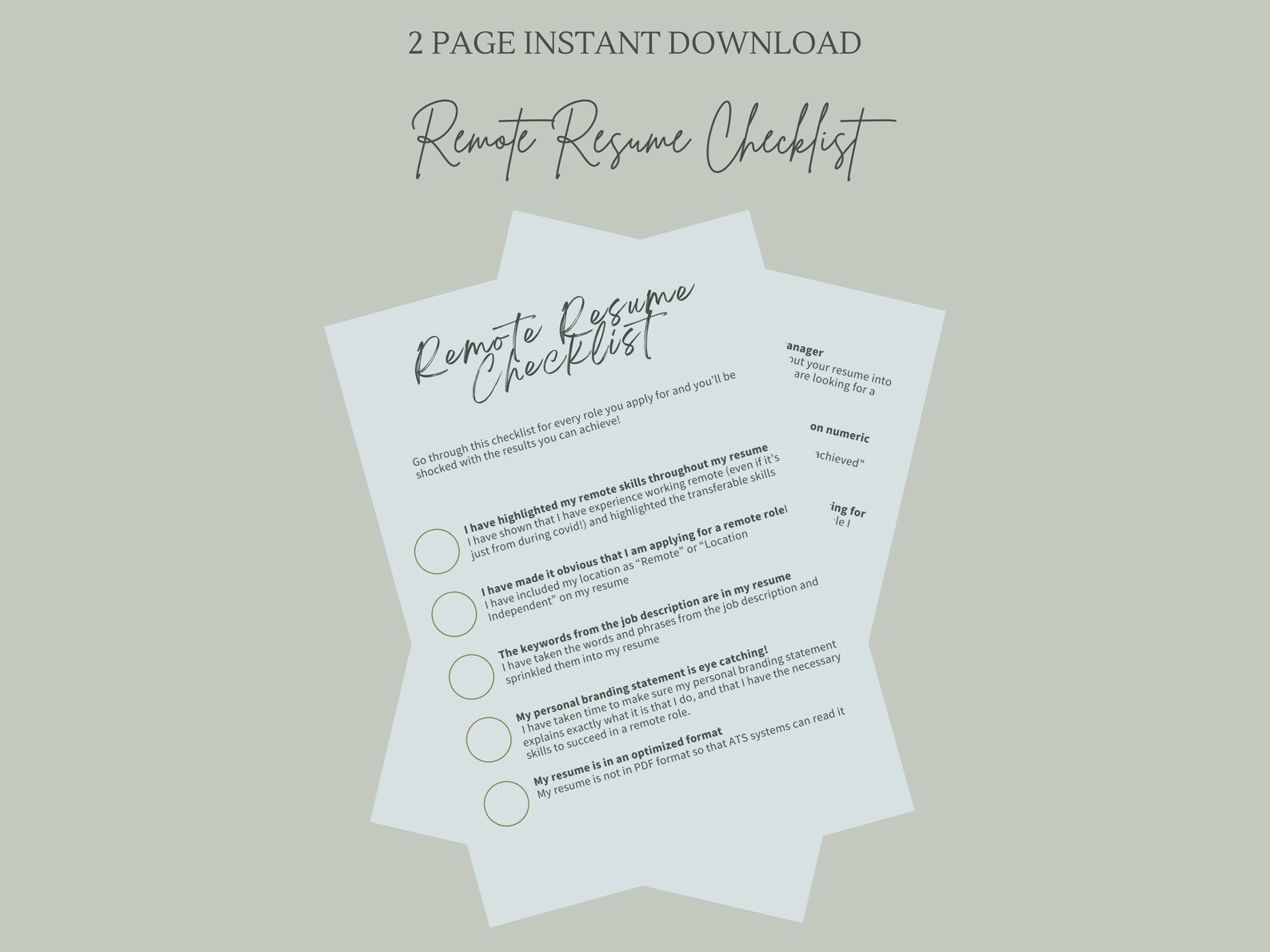Remote Job Resume Checklist, Instant Download Checklist, How to Get a ...