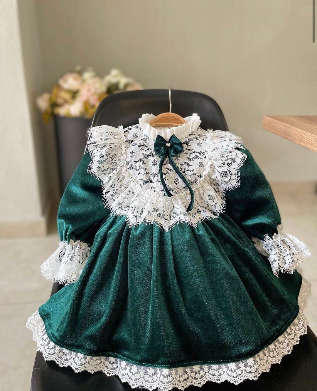 Girl Christmas Dress, Kids Christmas Outfit, Emerald Green Velvet ...