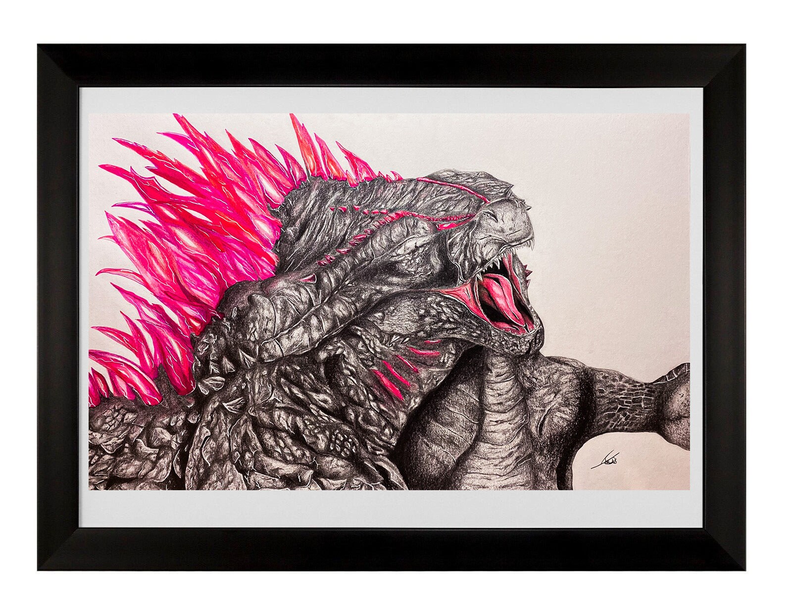 Godzilla Hand Drawn Print - Etsy