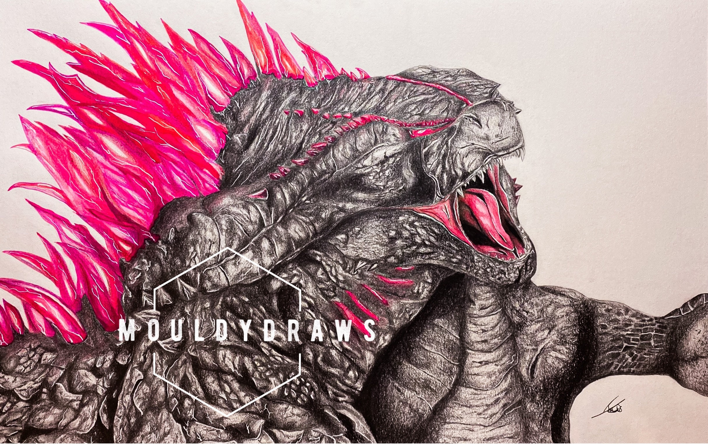 Godzilla Hand Drawn Print - Etsy
