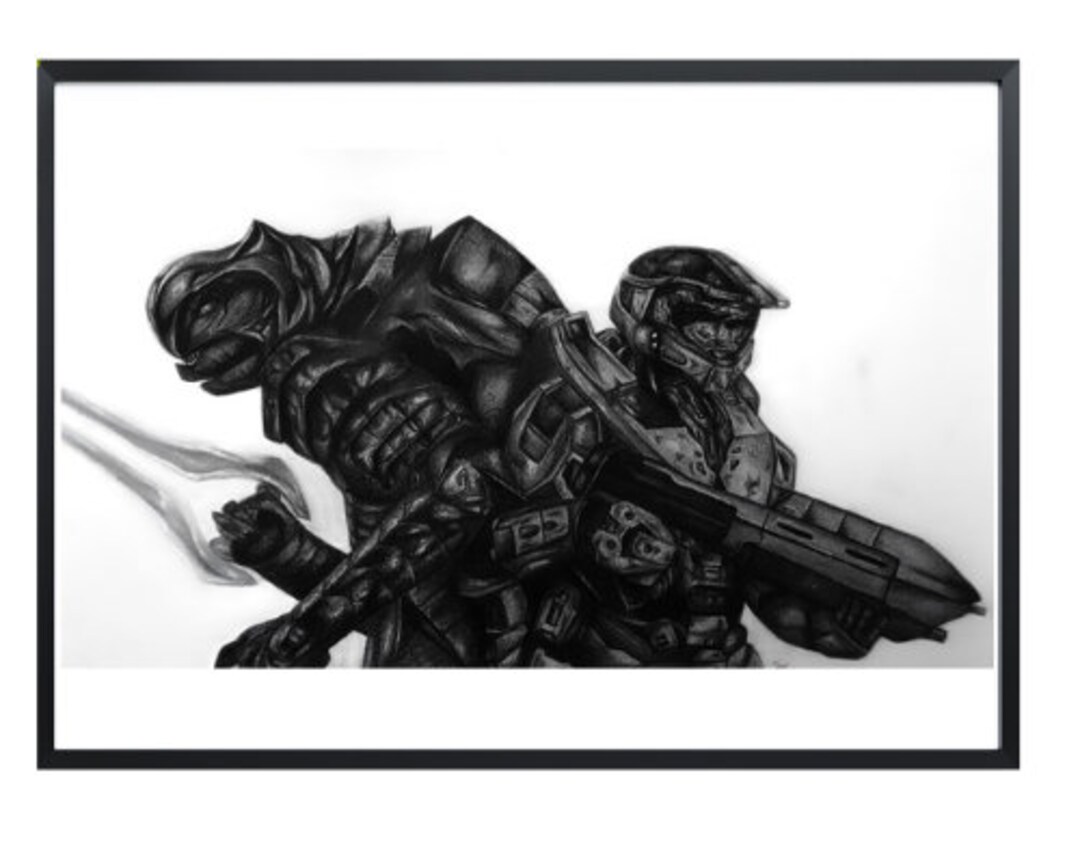 Master Chief and Arbiter Halo Hand Drawn Print - Etsy