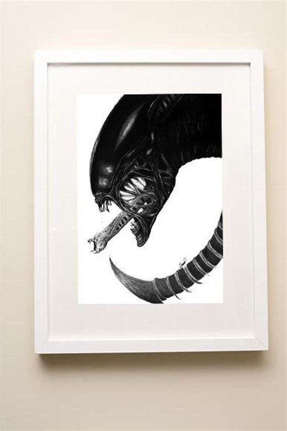 Xenomorph Alien Hand Drawing Print - Etsy