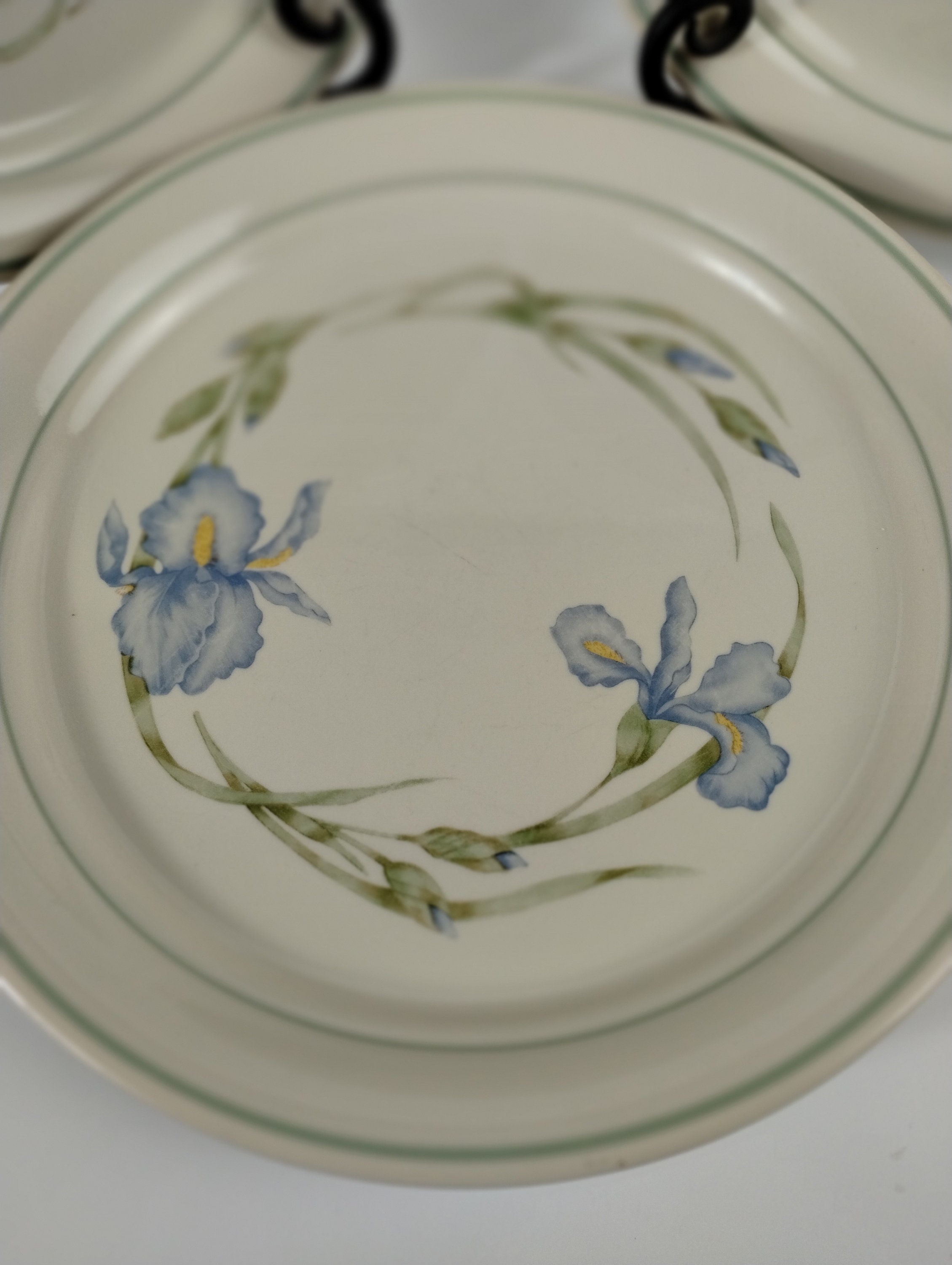 Vintage Corelle Corning Cornerstone Floral Blue Iris Dinner Plates 10. ...