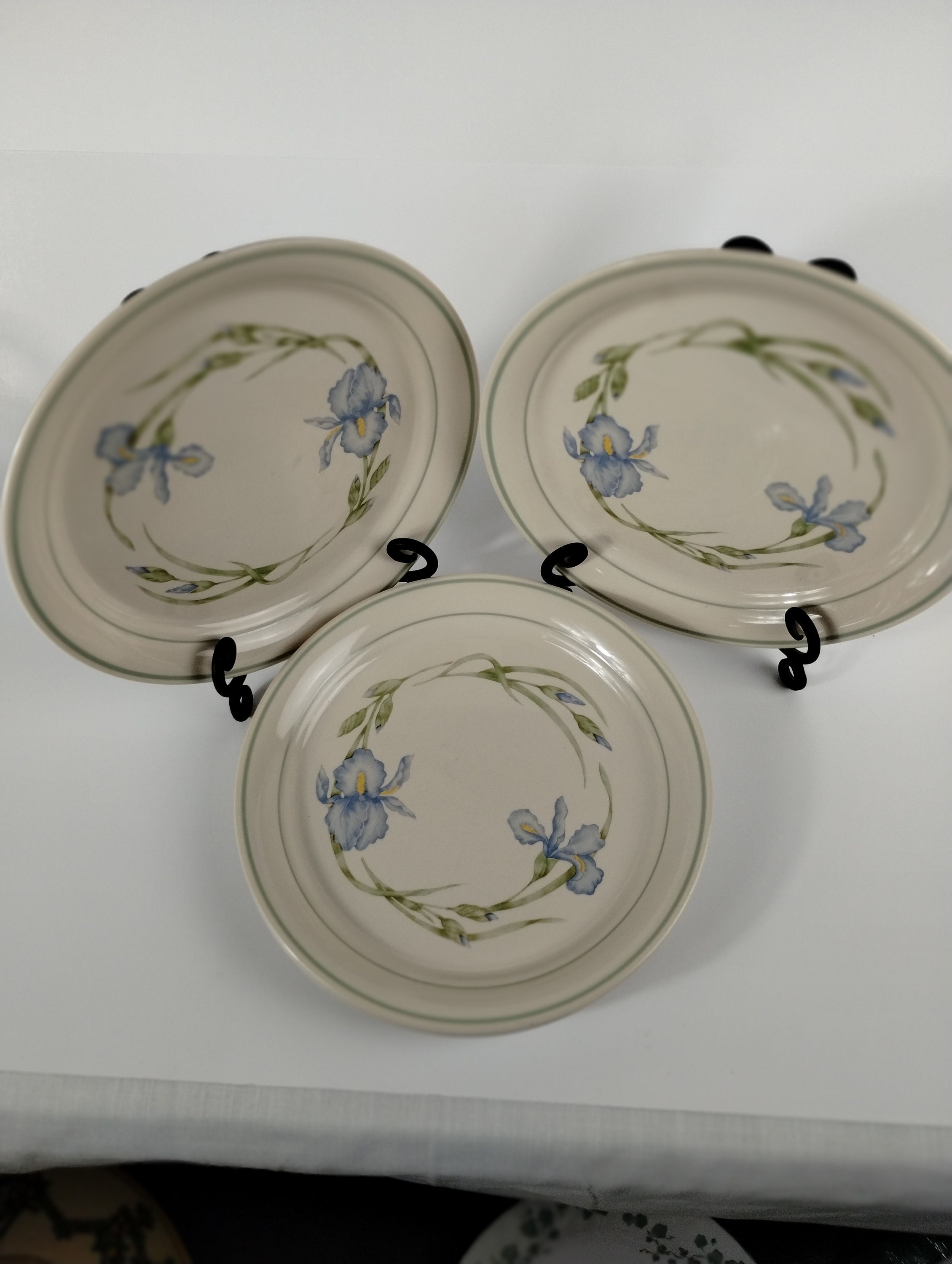 Vintage Corelle Corning Cornerstone Floral Blue Iris Dinner Plates 10. ...