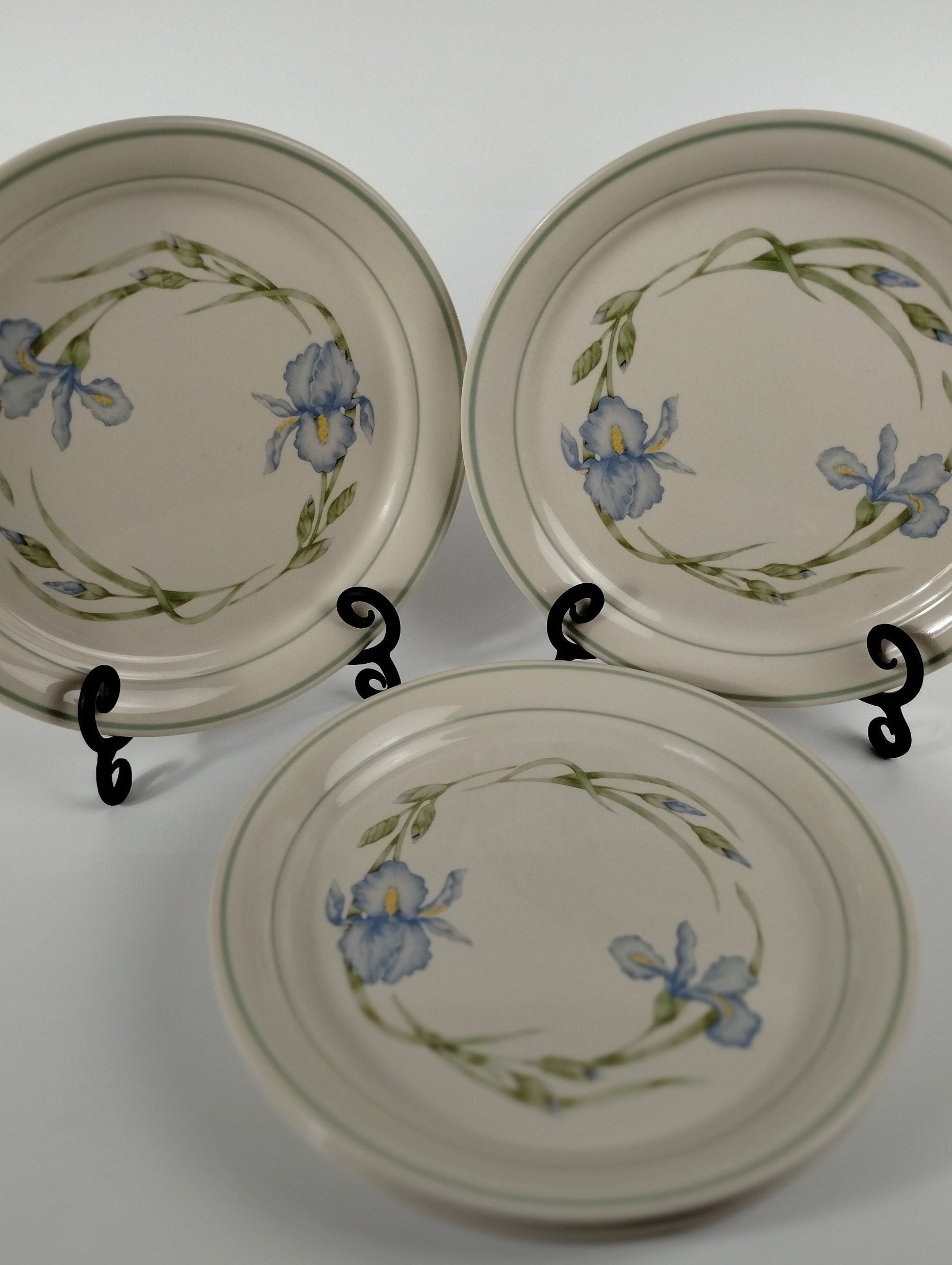 Vintage Corelle Corning Cornerstone Floral Blue Iris Dinner Plates 10. ...