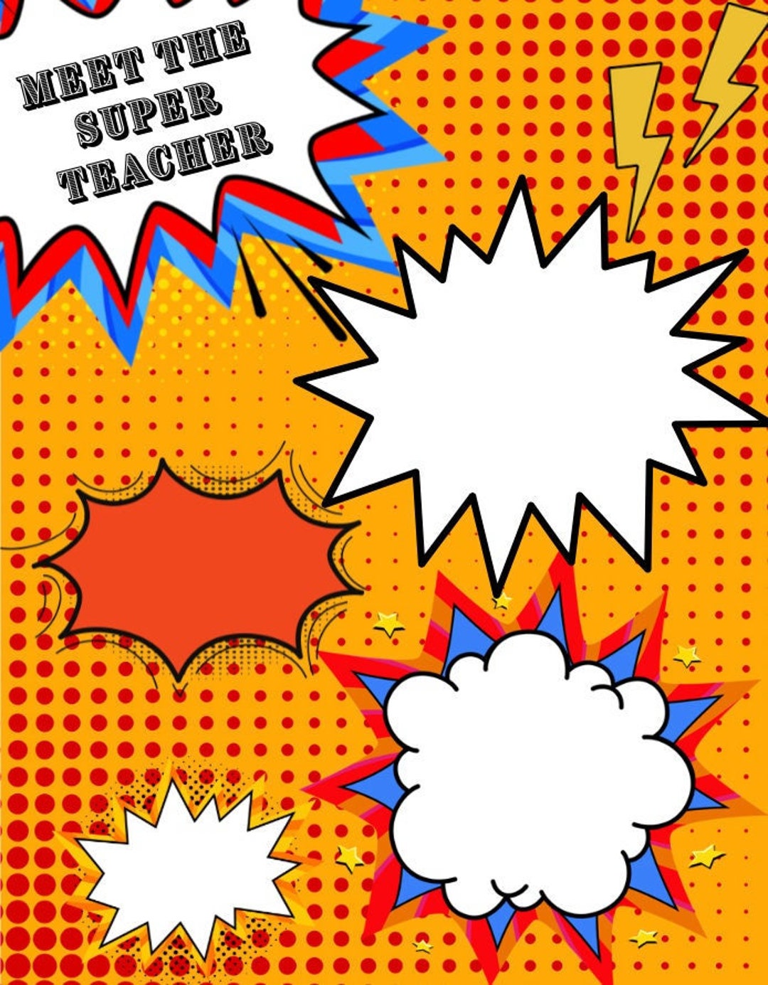 Meet the Teacher - Super Hero/pop Art Theme - Fillable Template - Etsy