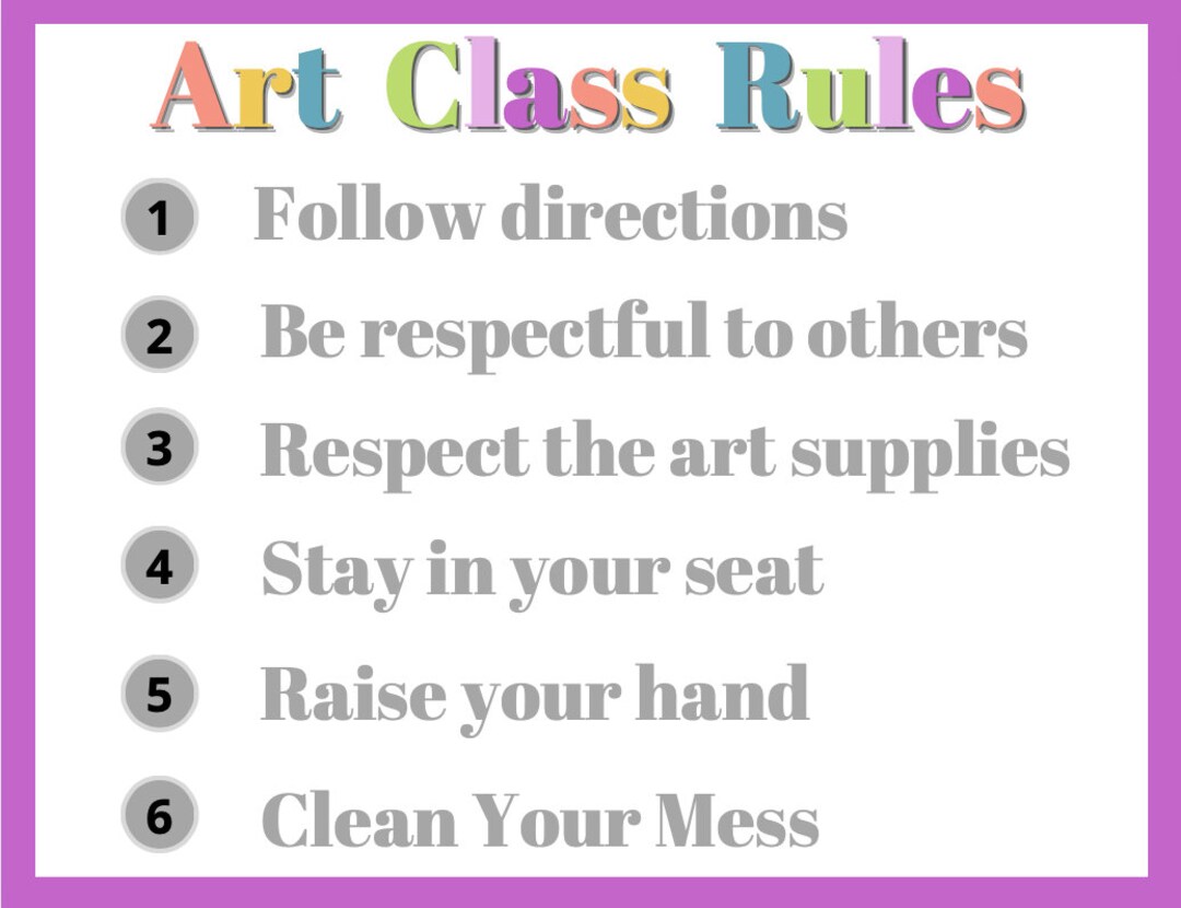 Art Classroom Rules and Discipline Posters and BONUS Item - Art Class ...