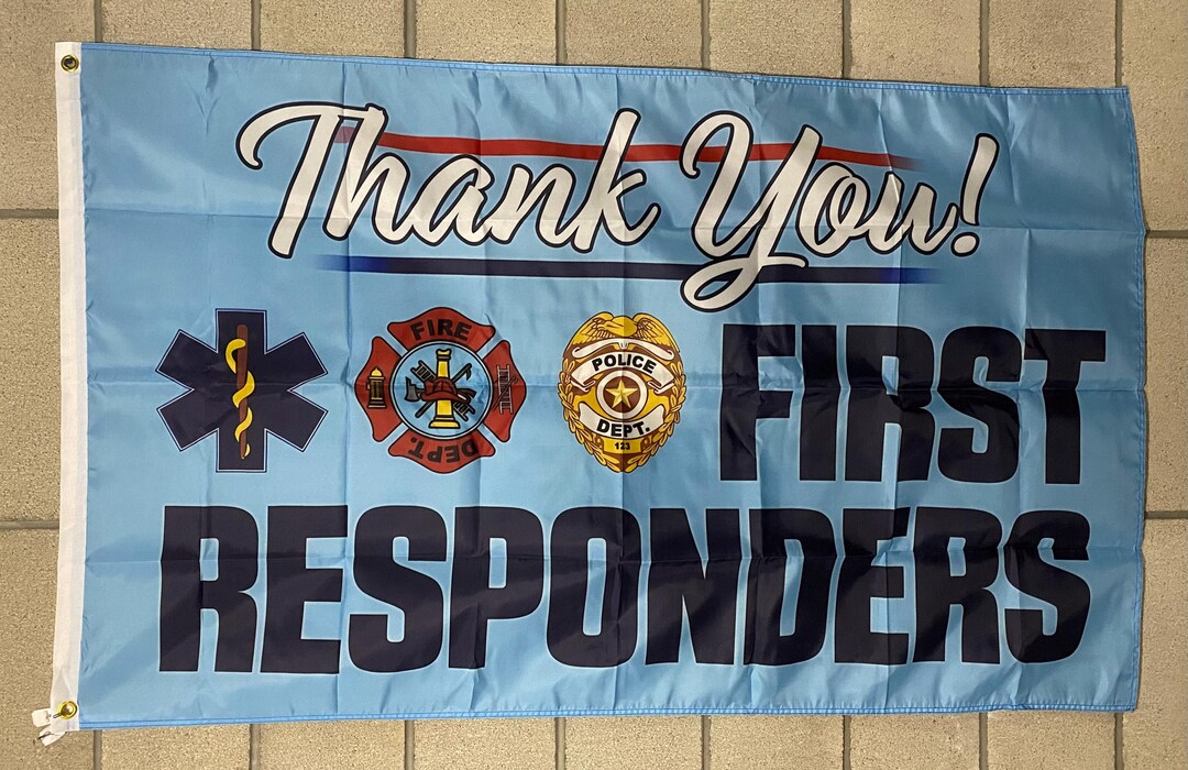EMT Police Firefighter Flag FREE SHIP First Responder Hero 9/11 ...