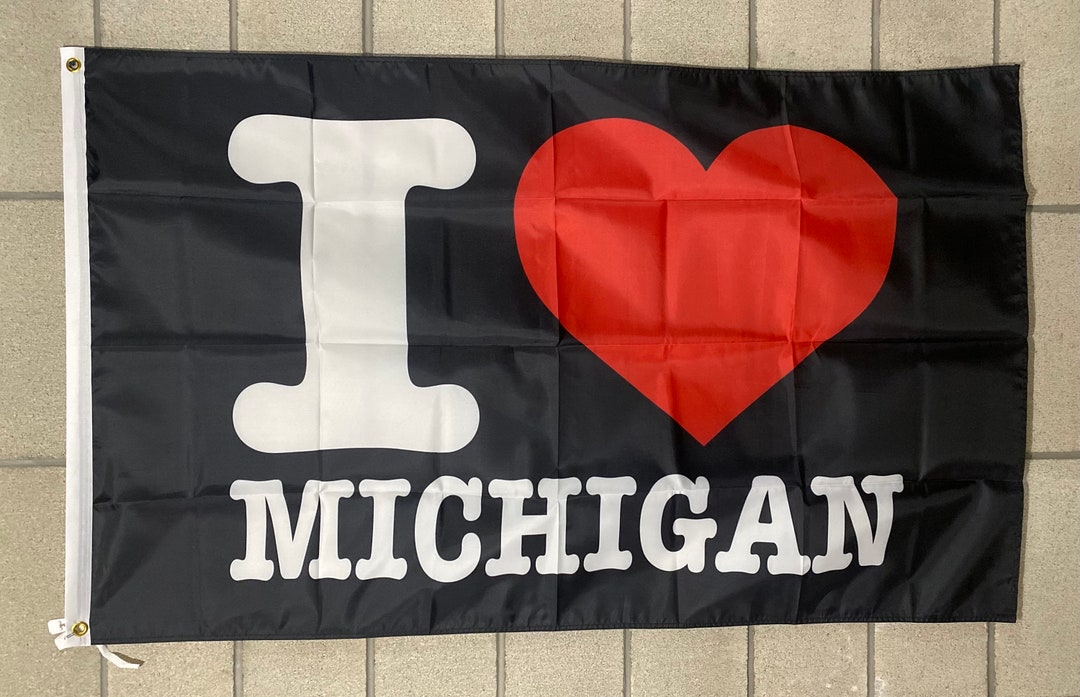 I Love Michigan Flag FREE SHIP Dominate Motivate Work Hard Heart Home ...