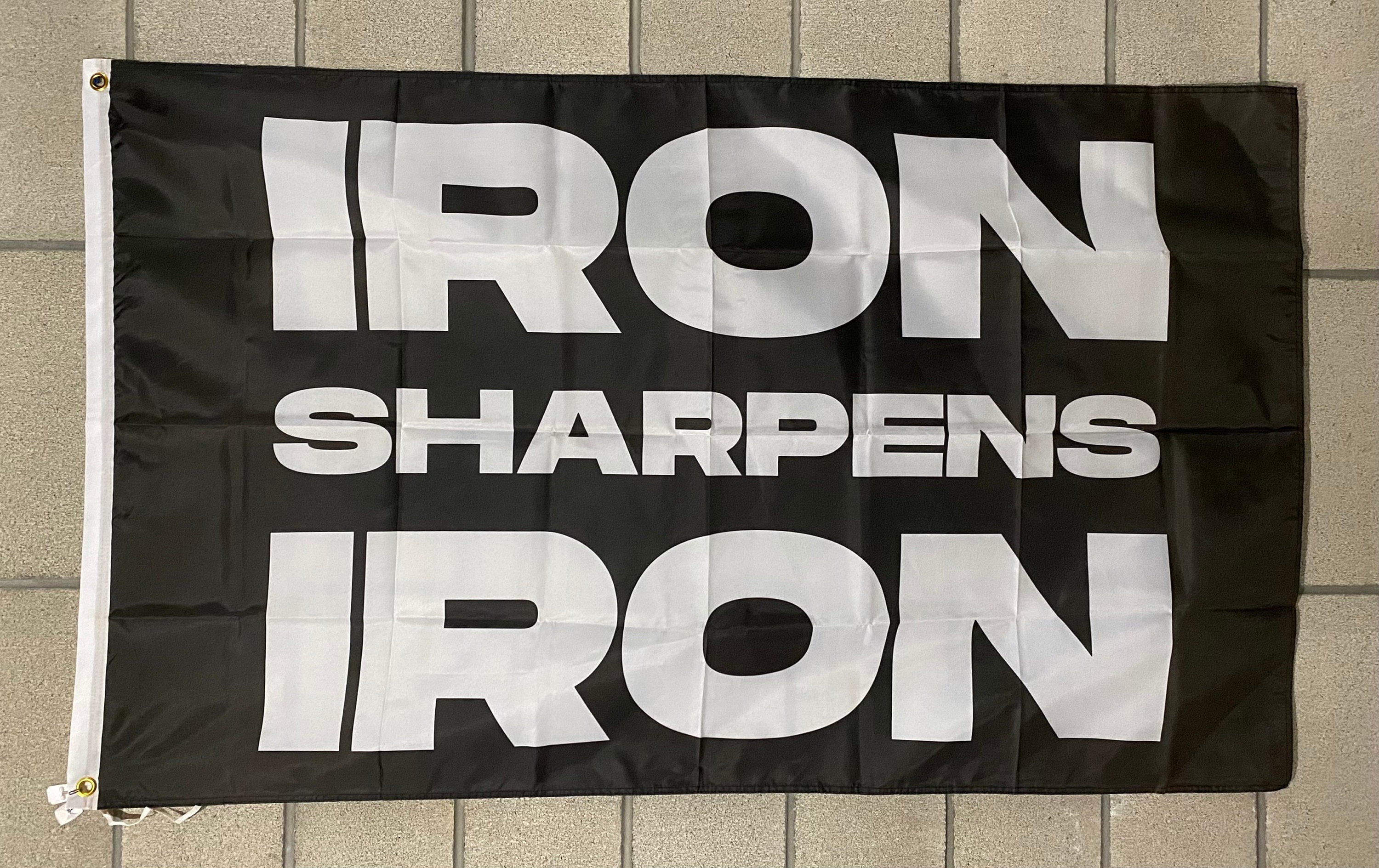 Gym Motivation Flag FREE SHIP Iron Sharpens Iron Lift Athlete Man Cave ...