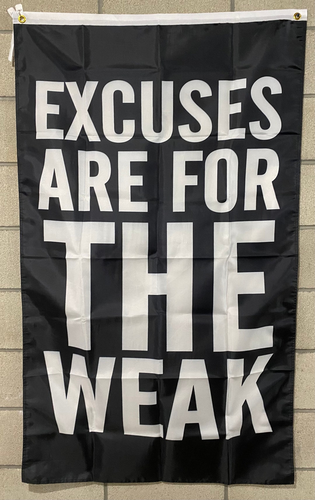 Gym Motivation Flag FREE SHIP Excuses Are for the Weak Athlete Man Cave ...