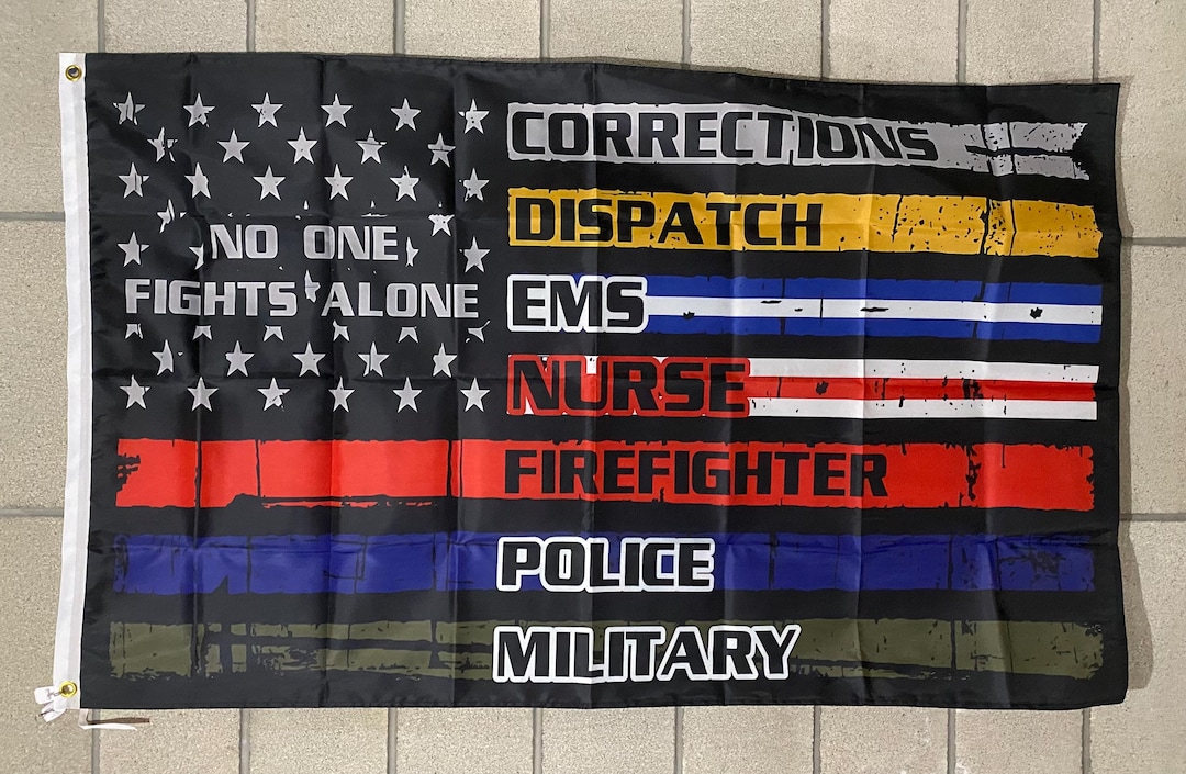 EMT Police Firefighter Military Dispatch Flag FREE SHIP First Responder ...