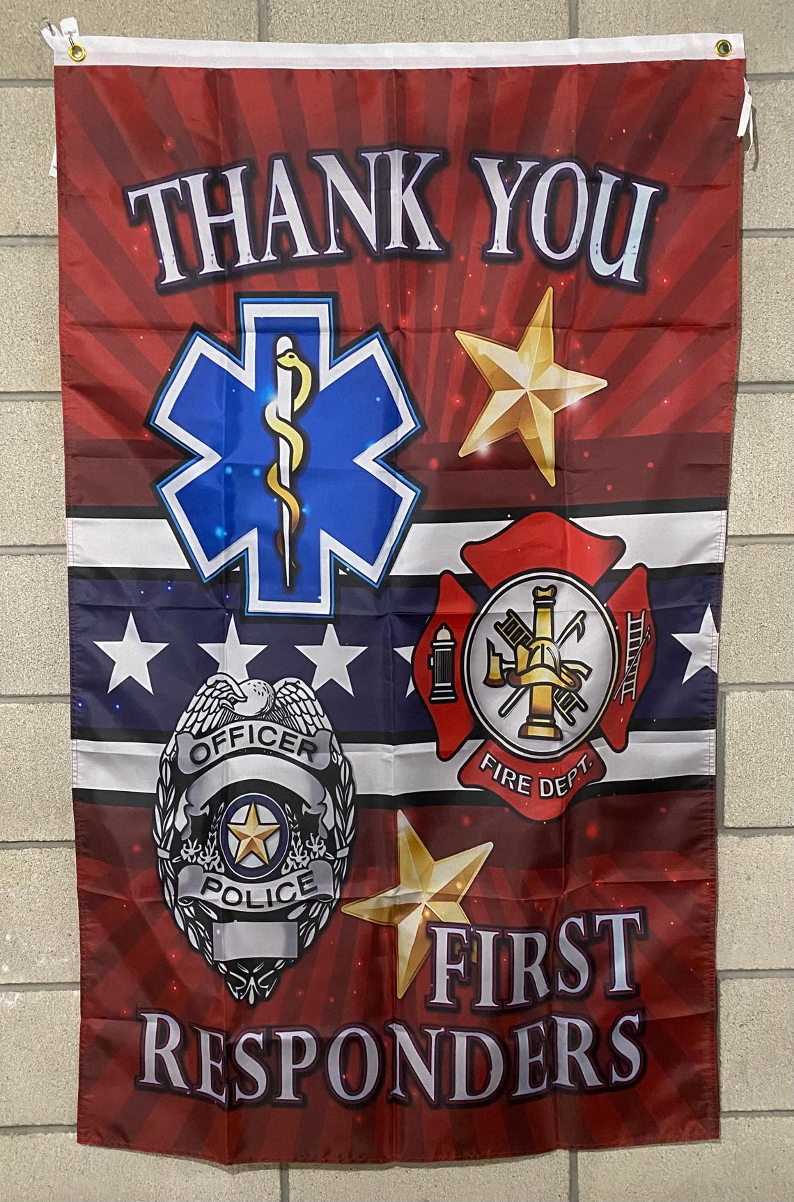 EMT Police Firefighter Flag FREE SHIP First Responder Hero 9/11 ...