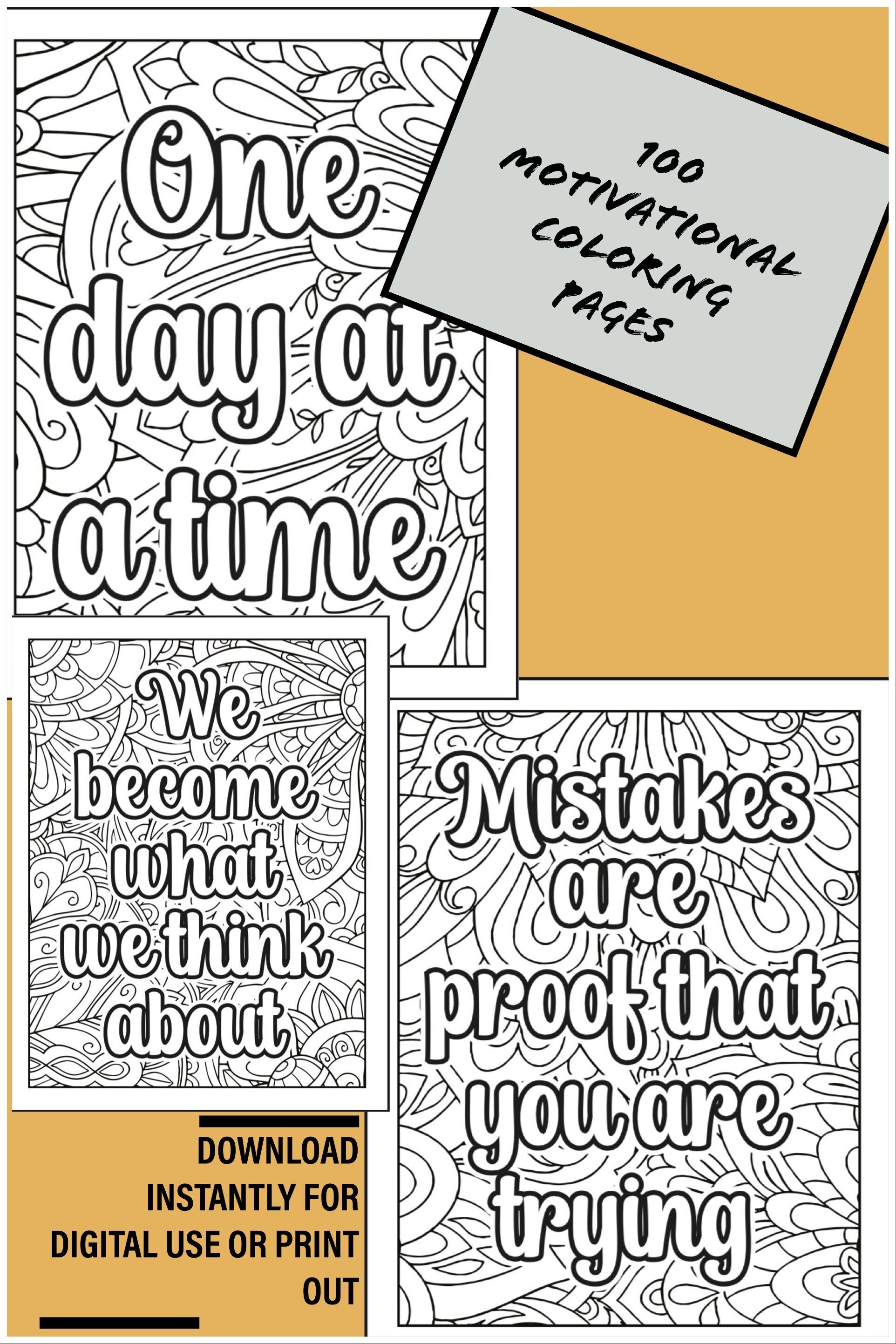 Motivational Inspirational Digital Coloring Pages - Etsy