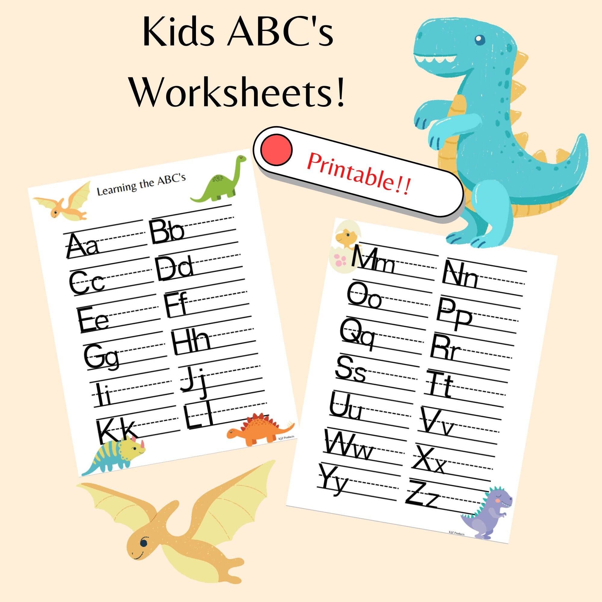 Printable Fun Kids Abc's Worksheets - Etsy