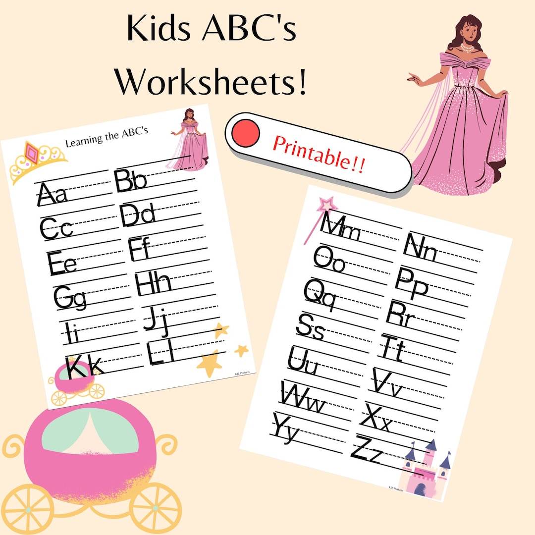 Printable Fun Kids Abc's Worksheets - Etsy